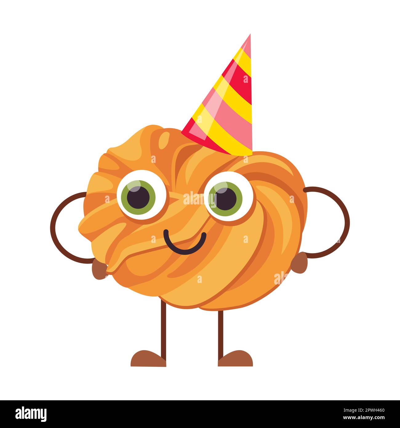 Puff pastry. Cartoon cute dessert character. Vector illustration of ...