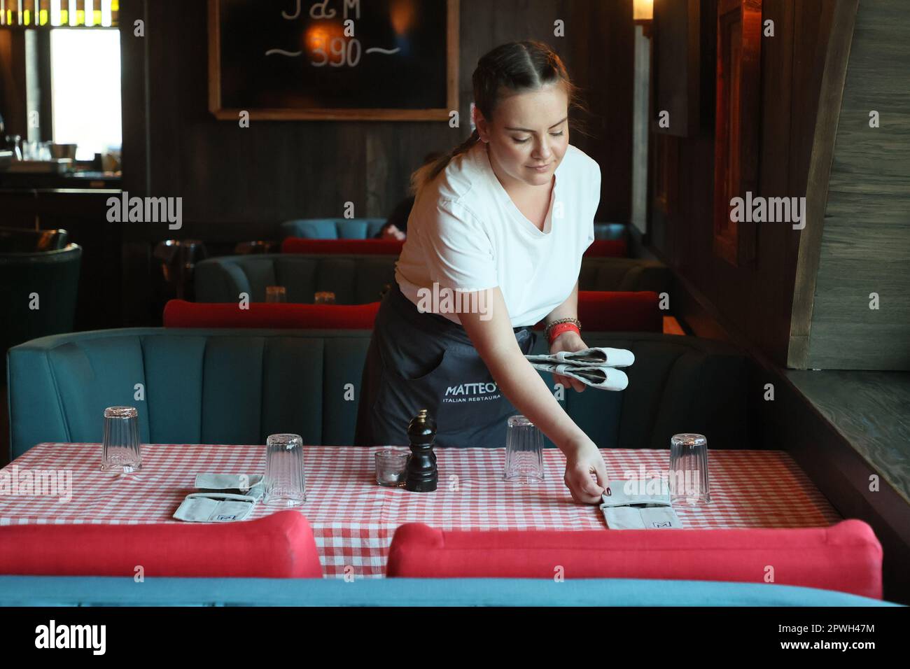 April 24. 2023. Russia. Moscow. An employee of Matteo's restaurant ...