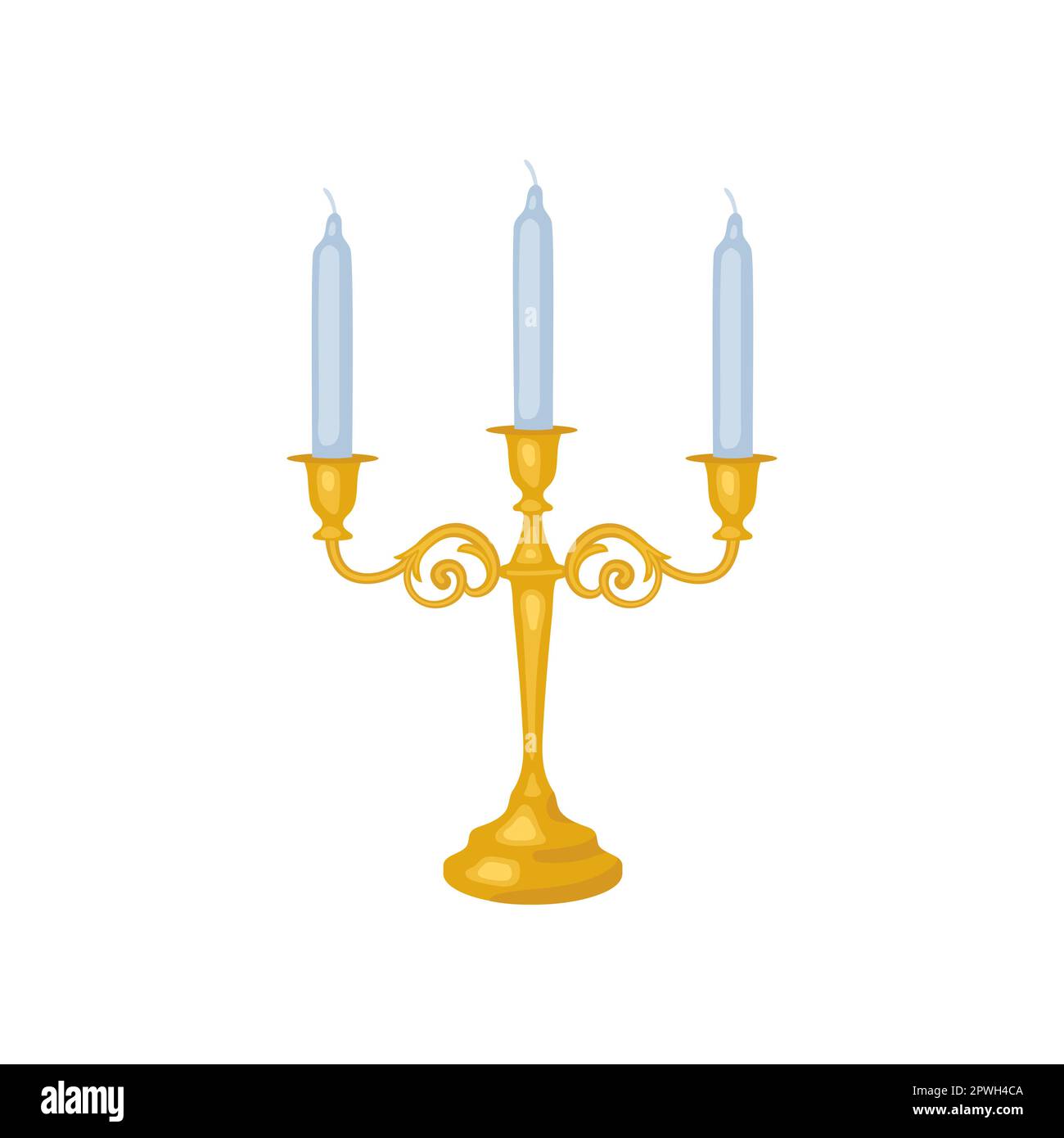 Gold candlestick with three candles frame vector illustration Stock ...