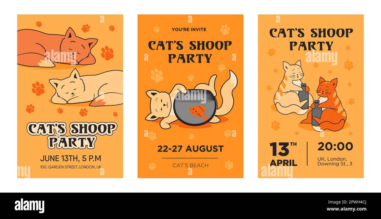 Creative cat party invitation designs Stock Vector Image & Art - Alamy