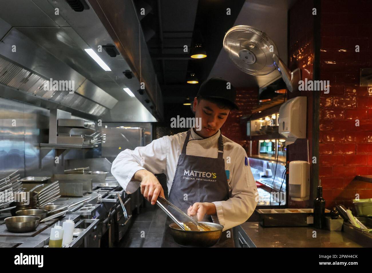 April 24. 2023. Russia. Moscow. An employee of Matteo's restaurant ...