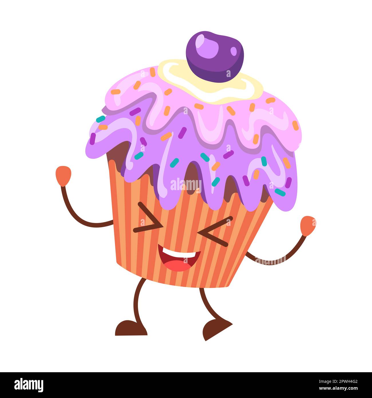 Blueberry Muffin Cartoon Cute Dessert Character Vector Illustration