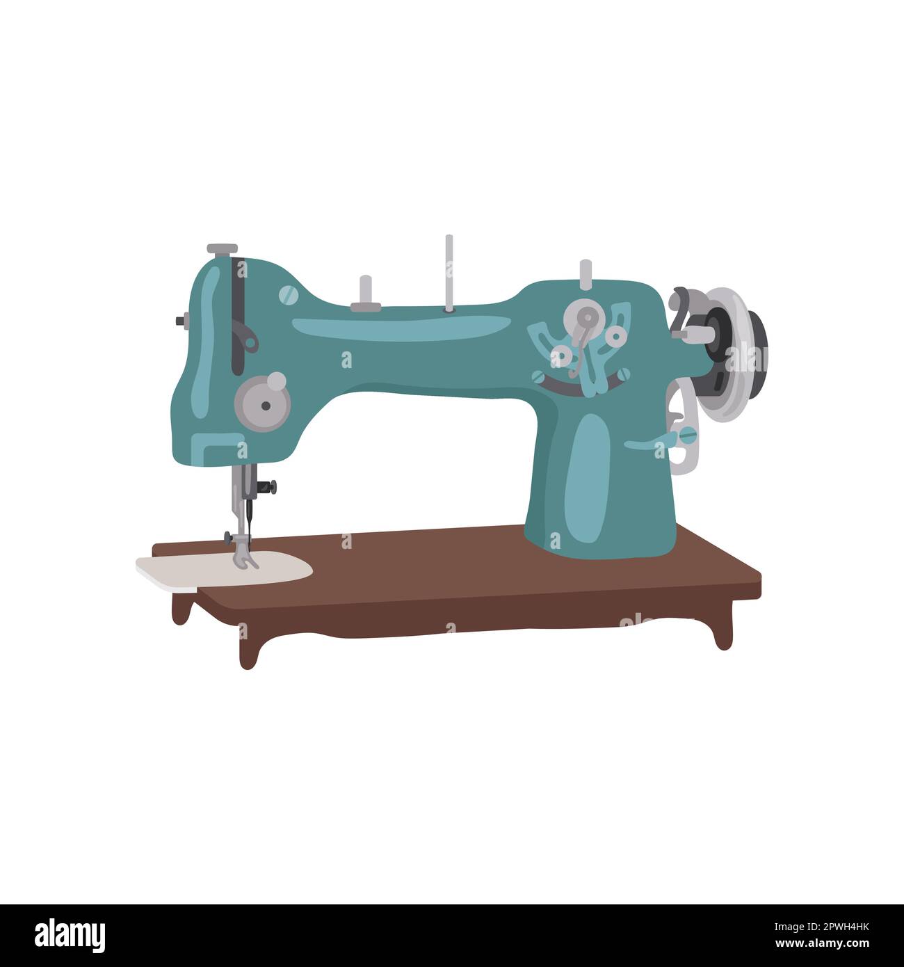 Blue Retro Sewing Machine Vector Illustration Stock Vector Image And Art