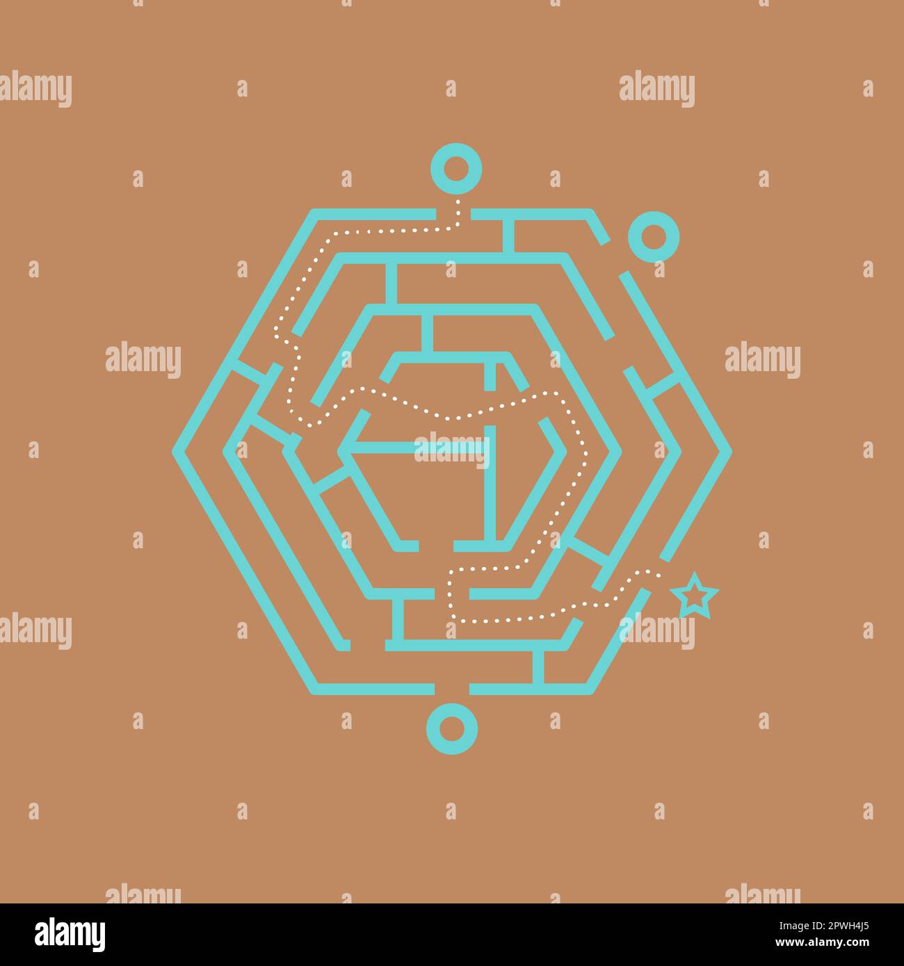 Blue and brown hexagon labyrinth cartoon illustration Stock Vector ...