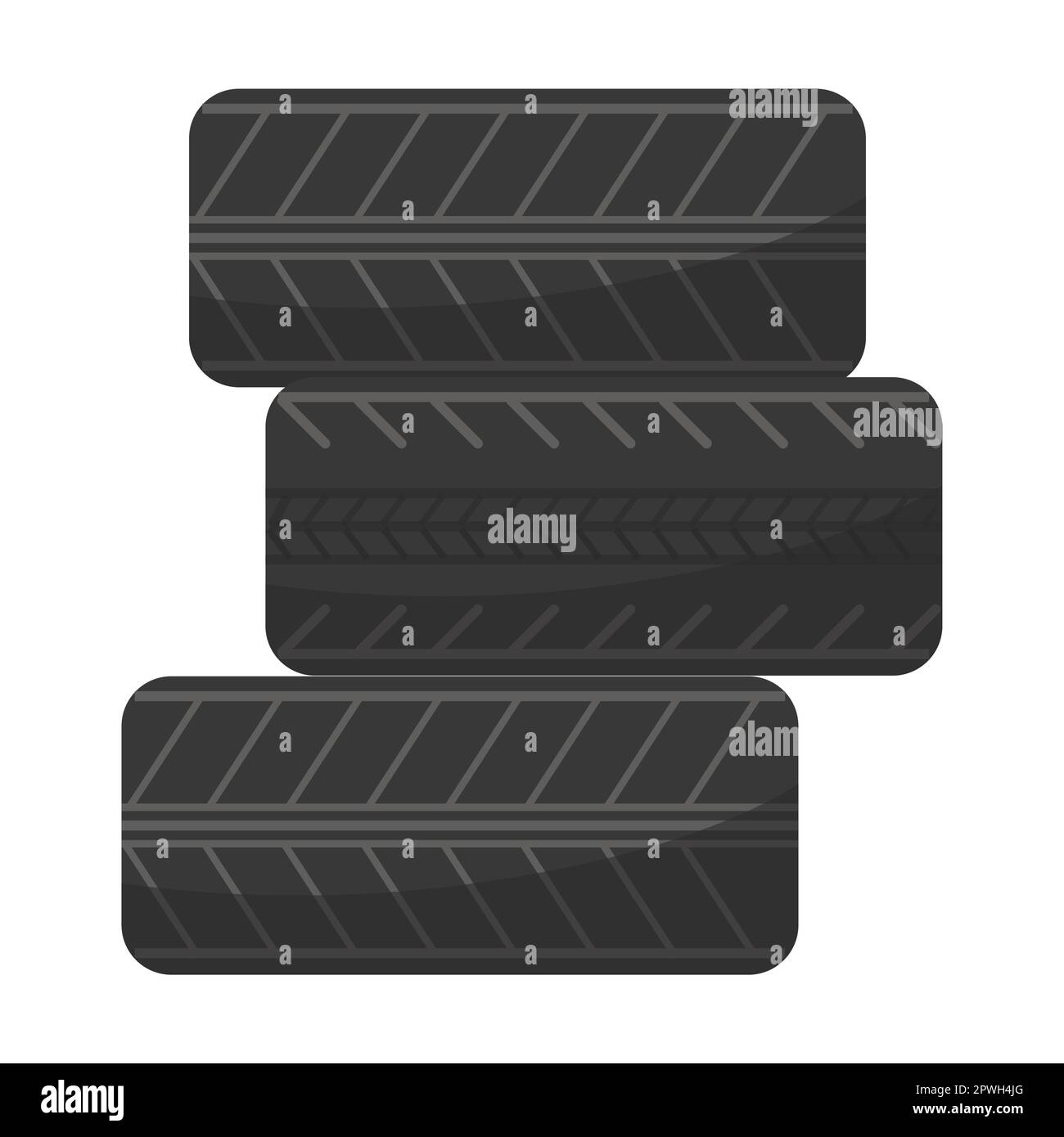 Car wheel stack, disk and tire. Cartoon vector illustration of rubber ...