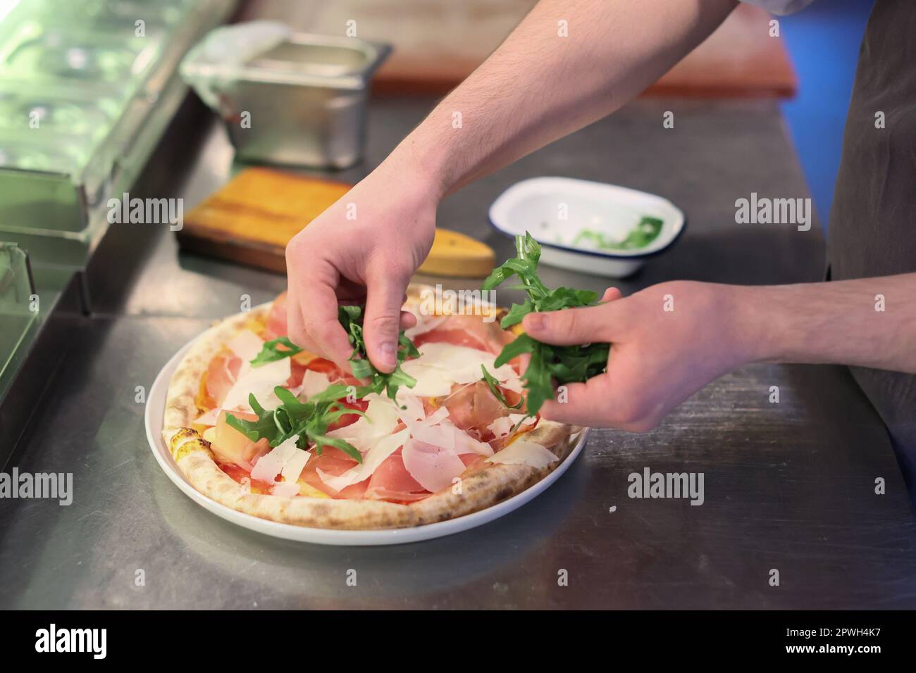 April 24. 2023. Russia. Moscow. An employee of Matteo's restaurant ...