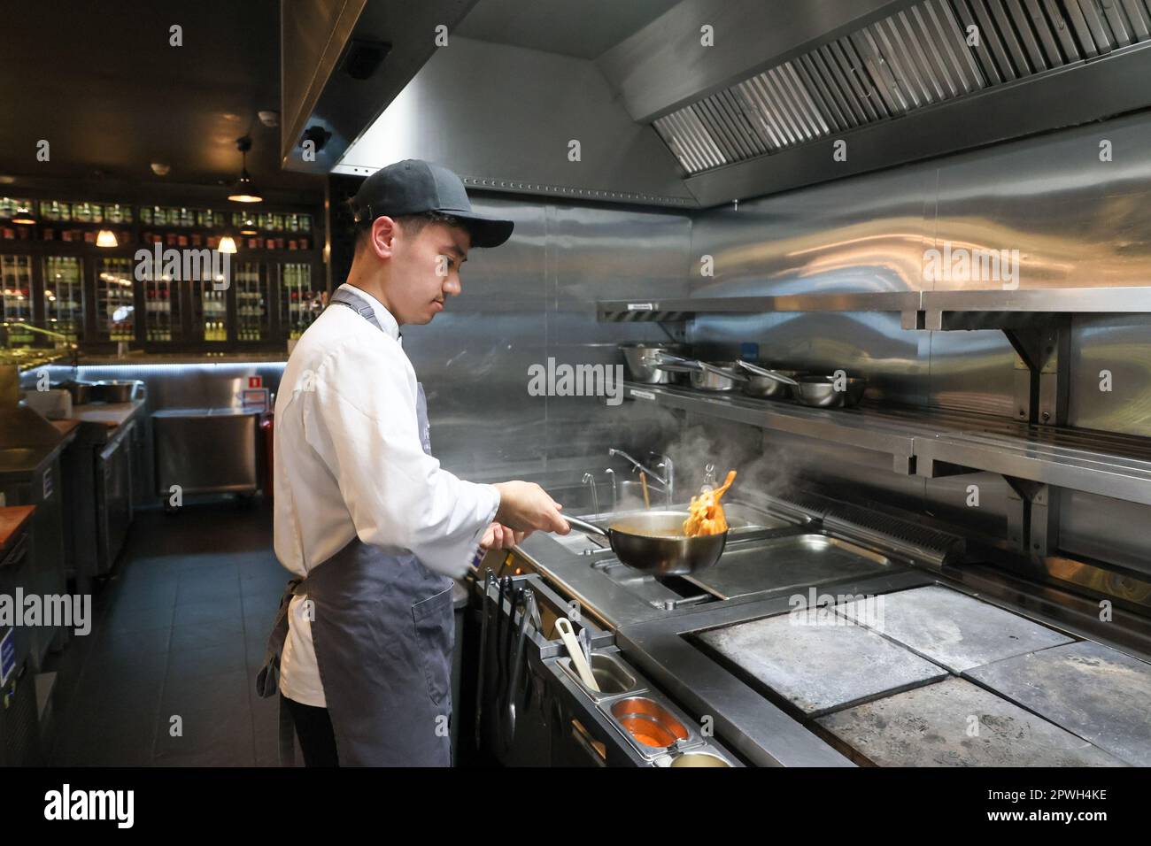 April 24. 2023. Russia. Moscow. An employee of Matteo's restaurant ...