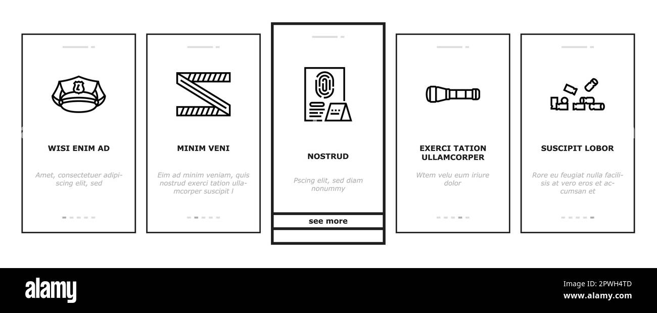 crime scene police evidence onboarding mobile vector. murder criminal ...