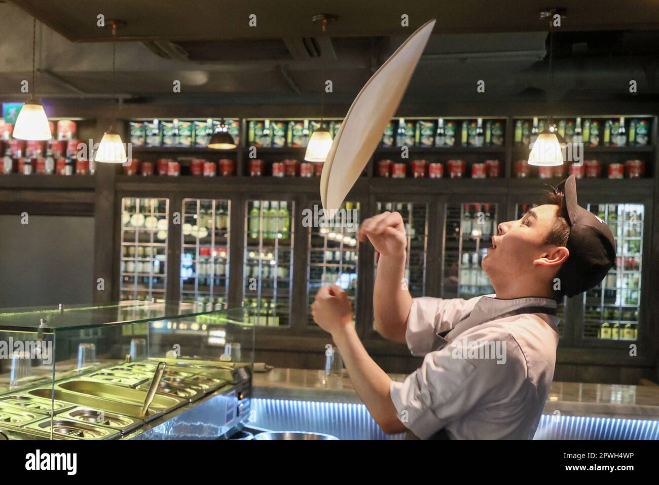 April 24. 2023. Russia. Moscow. An employee of Matteo's restaurant ...