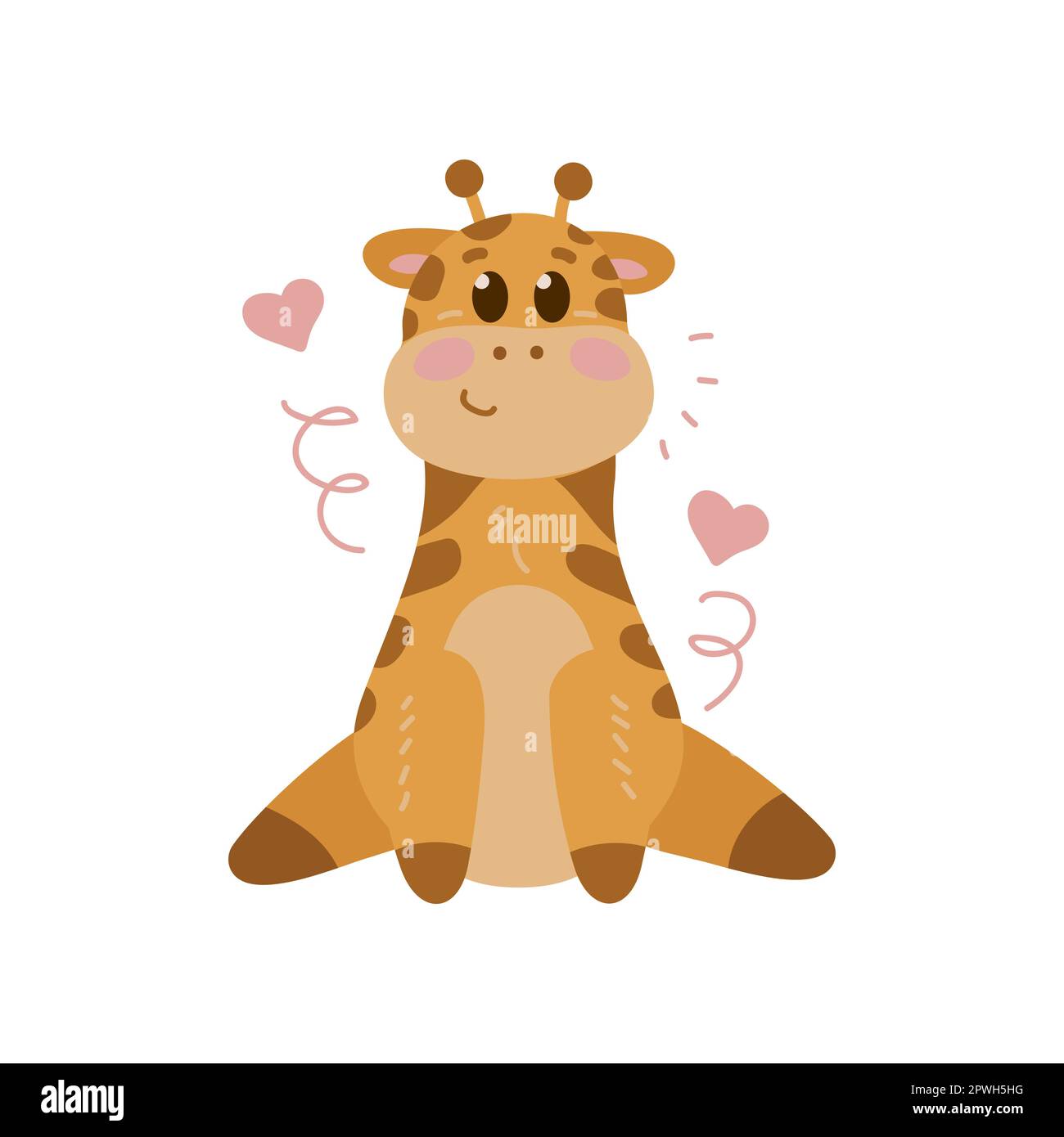 Adorable Giraffe Cartoon Character Sitting Vector Illustration Stock Vector Image And Art Alamy