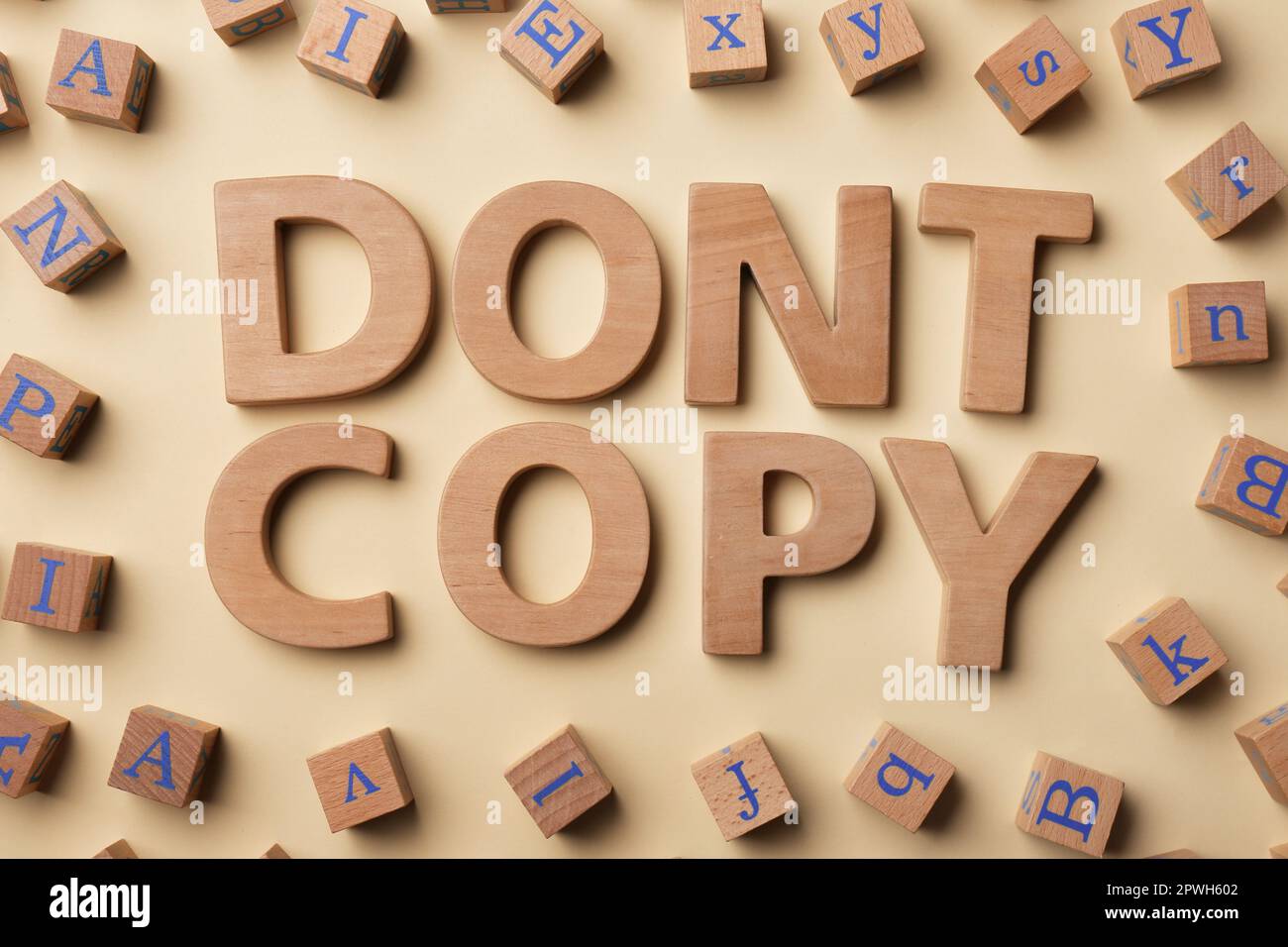 Words Don't Copy made of wooden letters and cubes on beige background ...