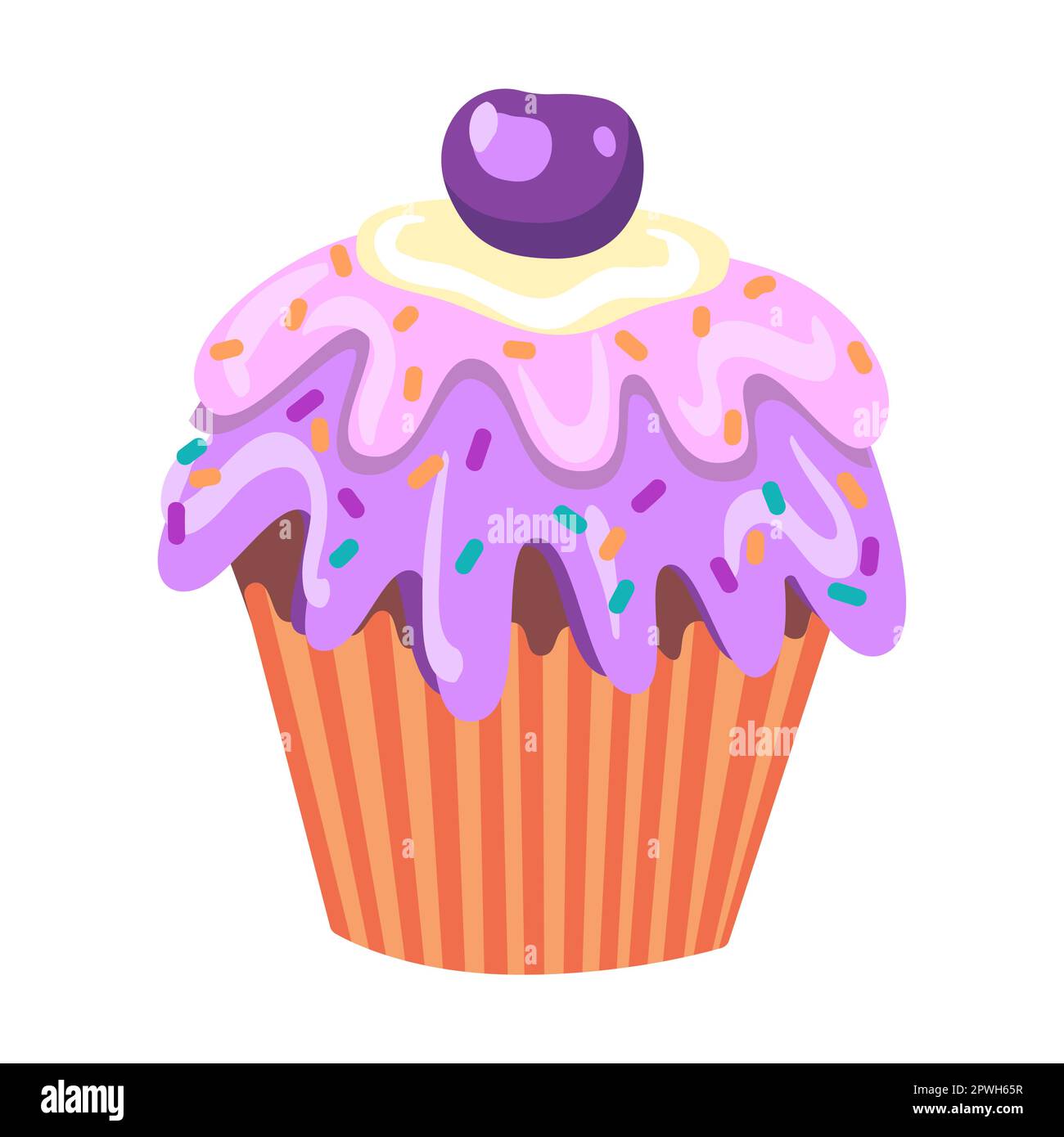 Cute blueberry cake, birthday party element vector illustration. Cake ...