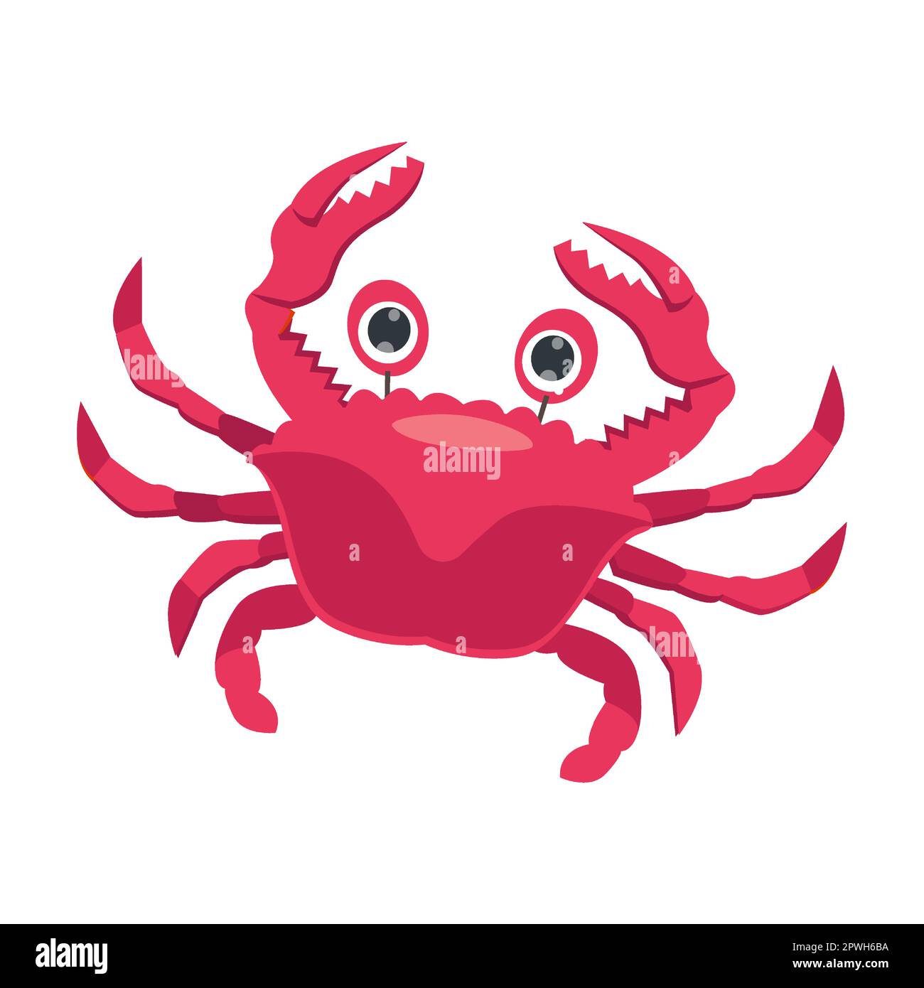Crab with claws, ocean or sea creature character vector illustration ...