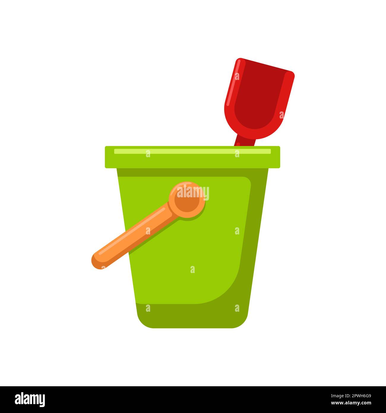 Baby toy bucket and shovel on white background cartoon illustration ...