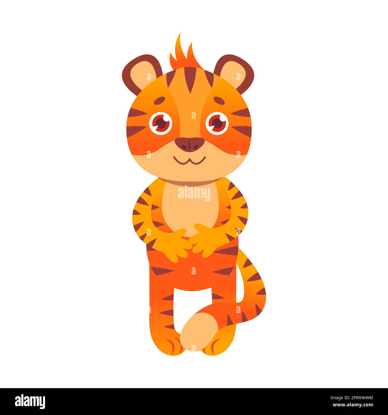 Kind tiger character vector illustration. Cute funny wild animal ...