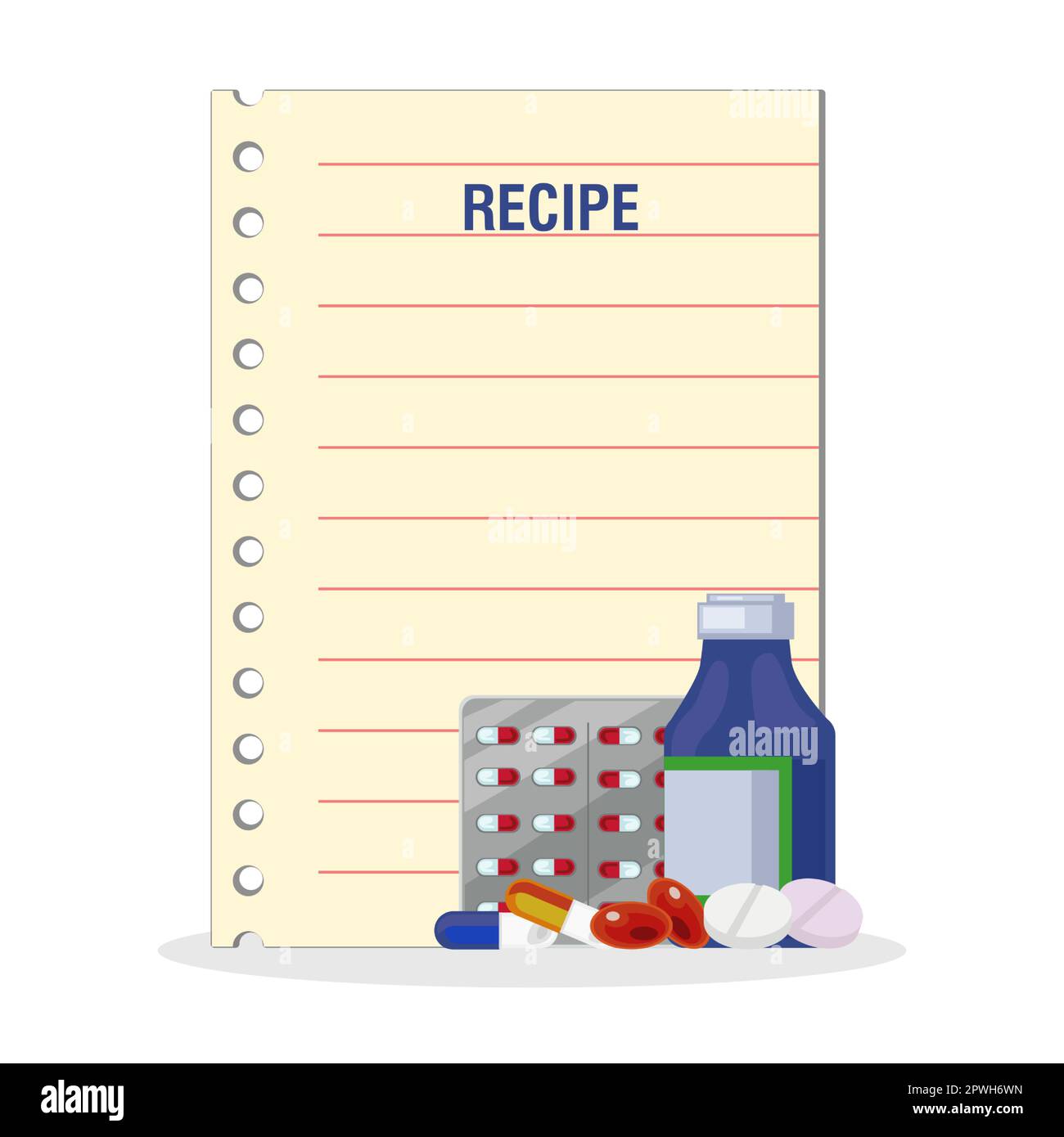 Medication prescription document with pills vector illustration Stock ...