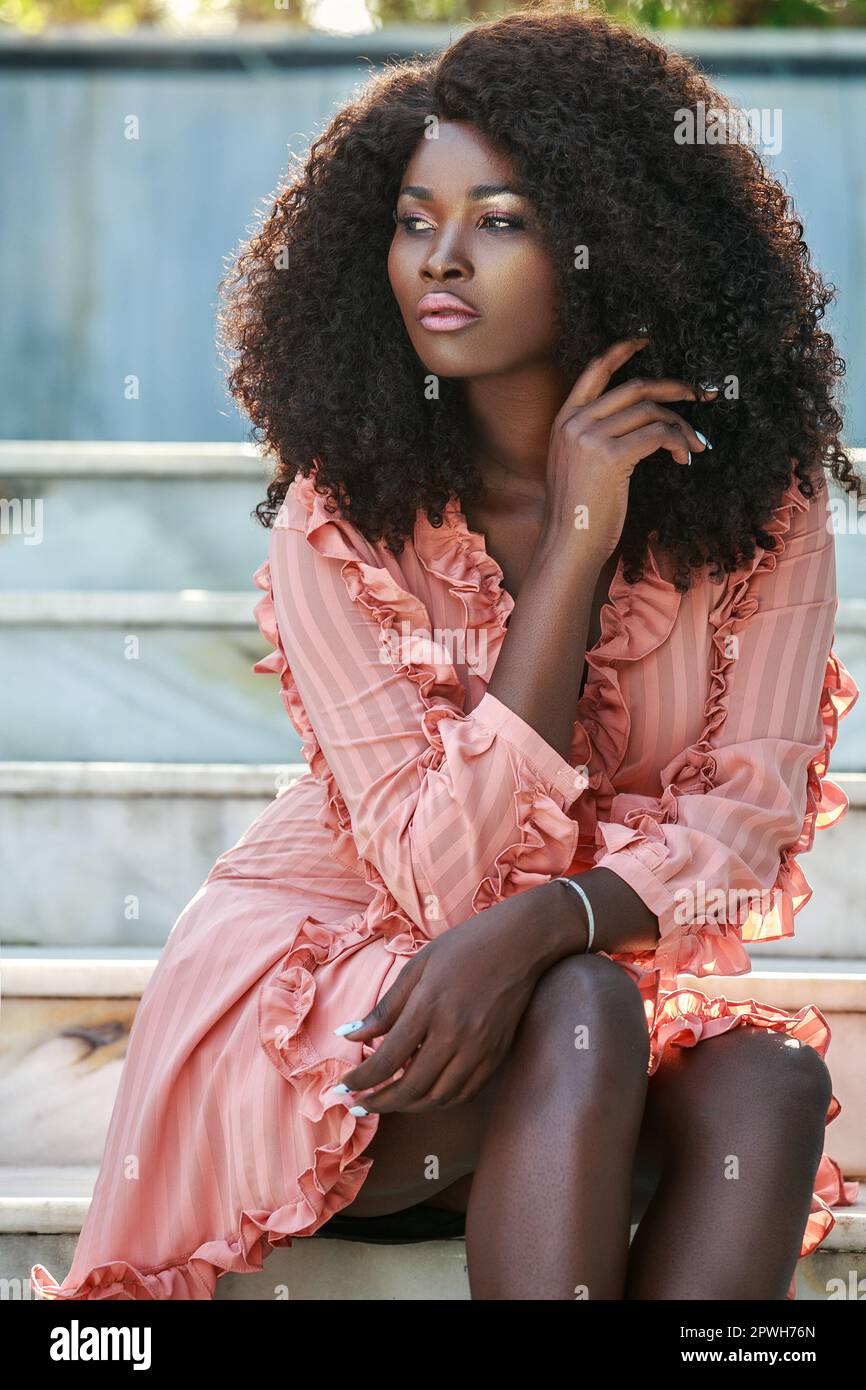 Portrait of a dark-skinned girl model Stock Photo - Alamy