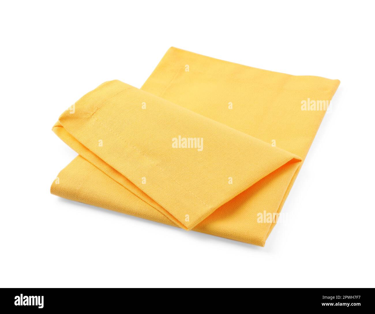New clean yellow cloth napkin isolated on white Stock Photo - Alamy