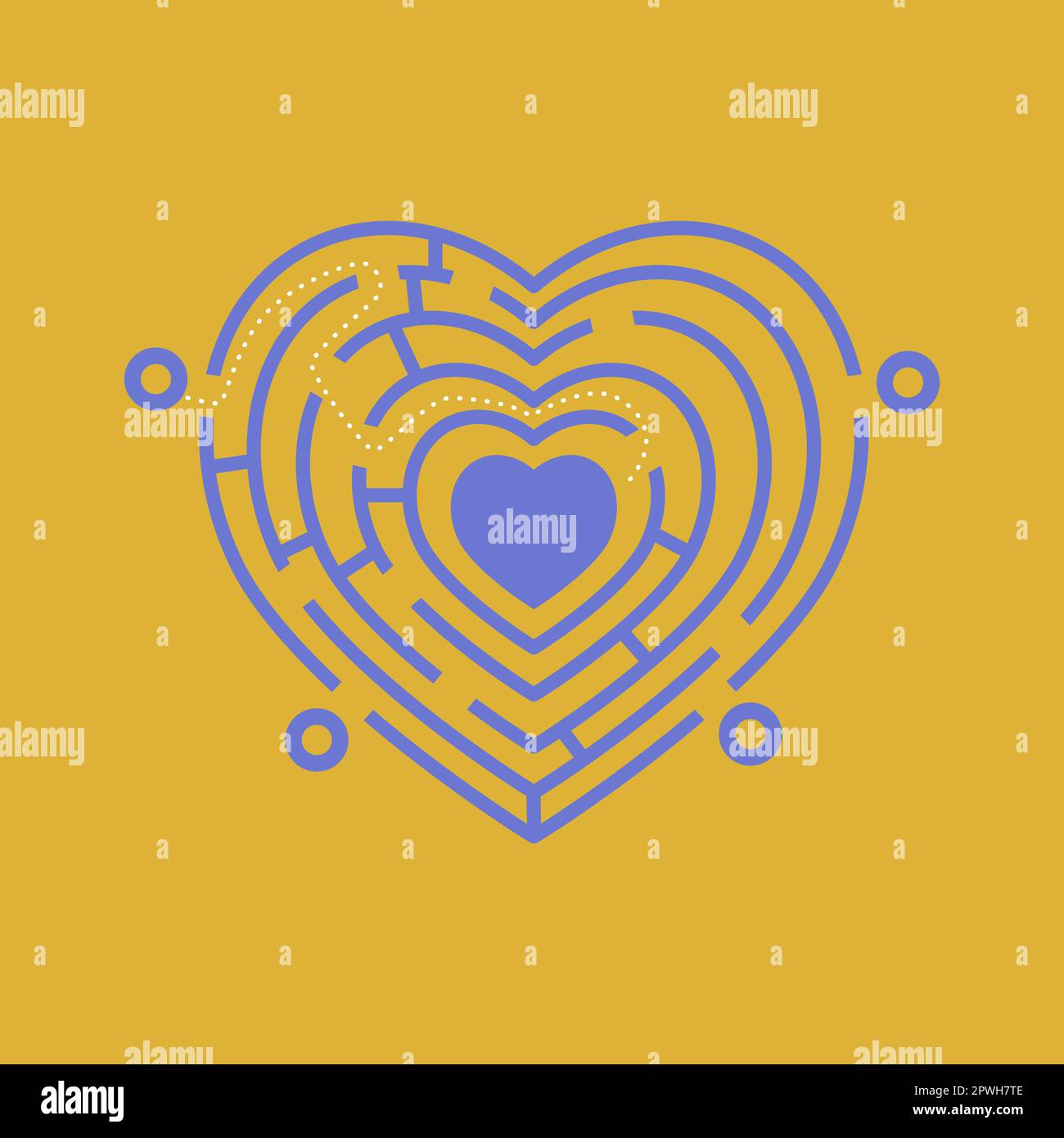Yellow and blue heart labyrinth cartoon illustration Stock Vector Image ...