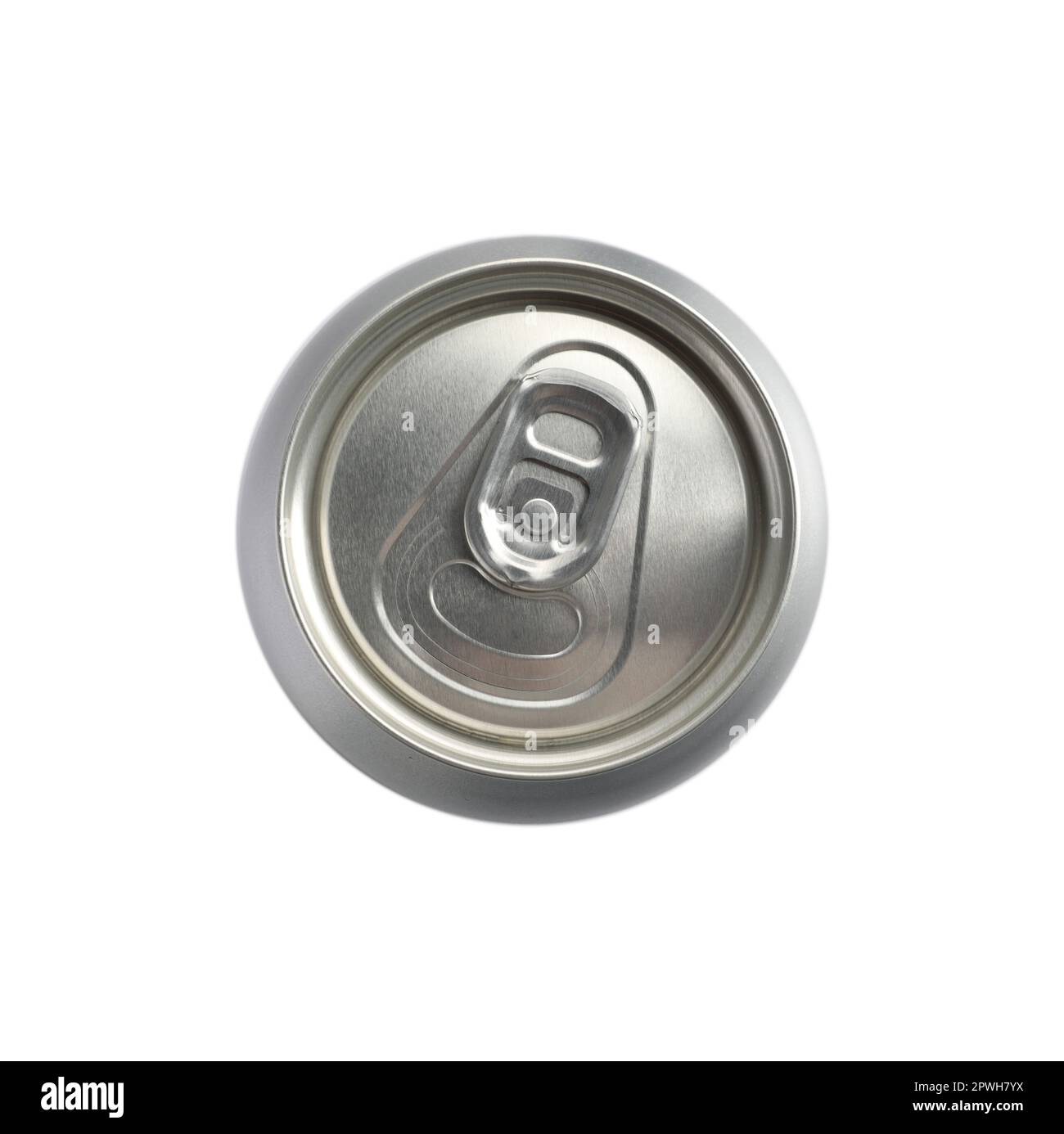 Aluminum can isolated on white, top view Stock Photo - Alamy