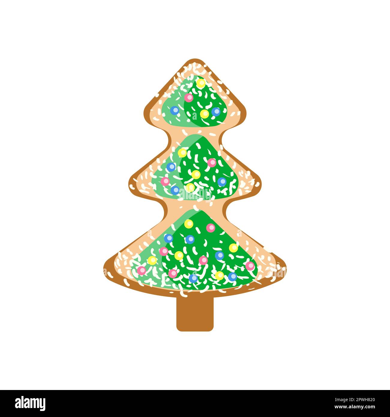Gingerbread in form of Christmas tree cartoon illustration Stock Vector ...