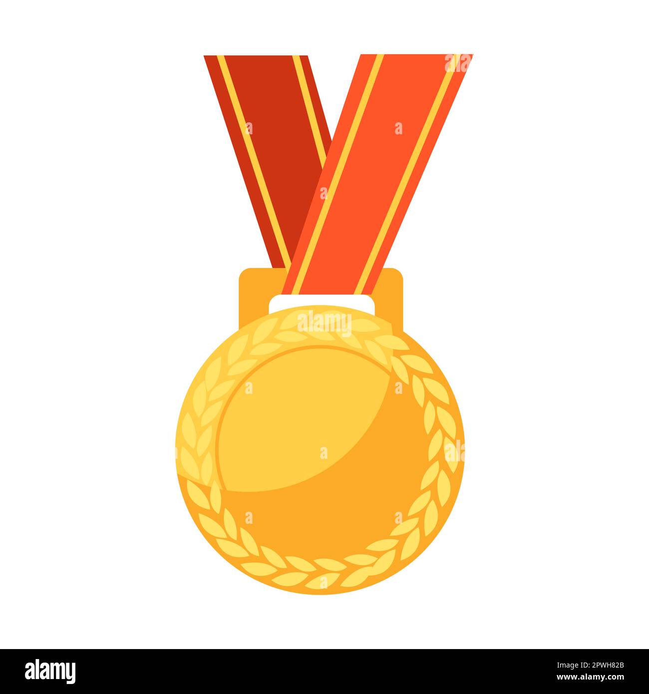 Gold medal for winner flat vector illustration. Collection of golden ...