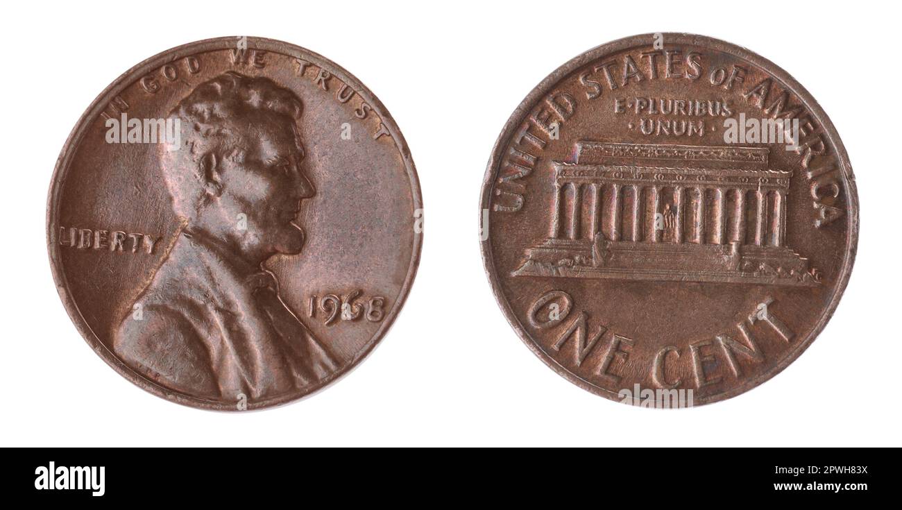 American one cent coins on white background, collage. Banner design ...