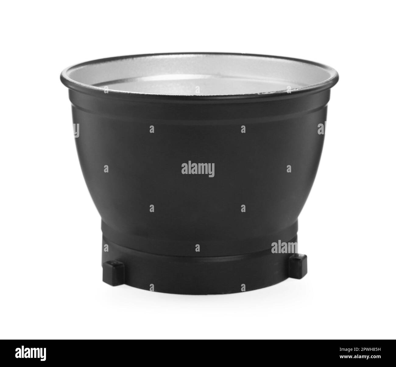 Studio flash light reflector isolated on white. Professional ...