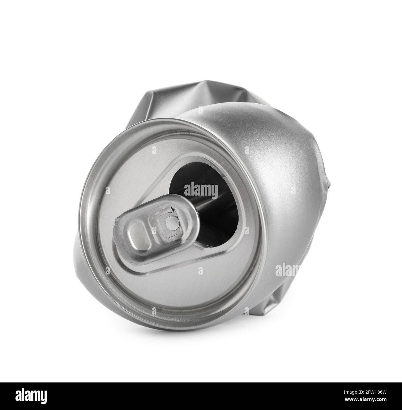 Silver crumpled can with ring isolated on white Stock Photo - Alamy