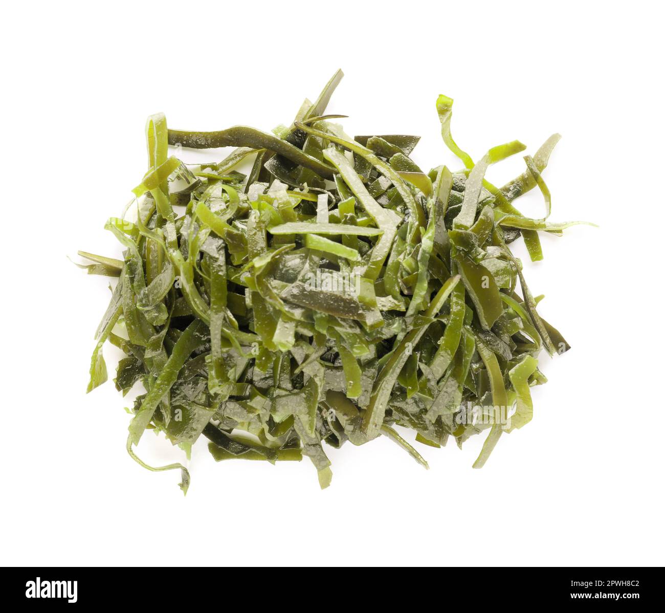 Fresh laminaria (kelp) seaweed isolated on white, top view Stock Photo ...
