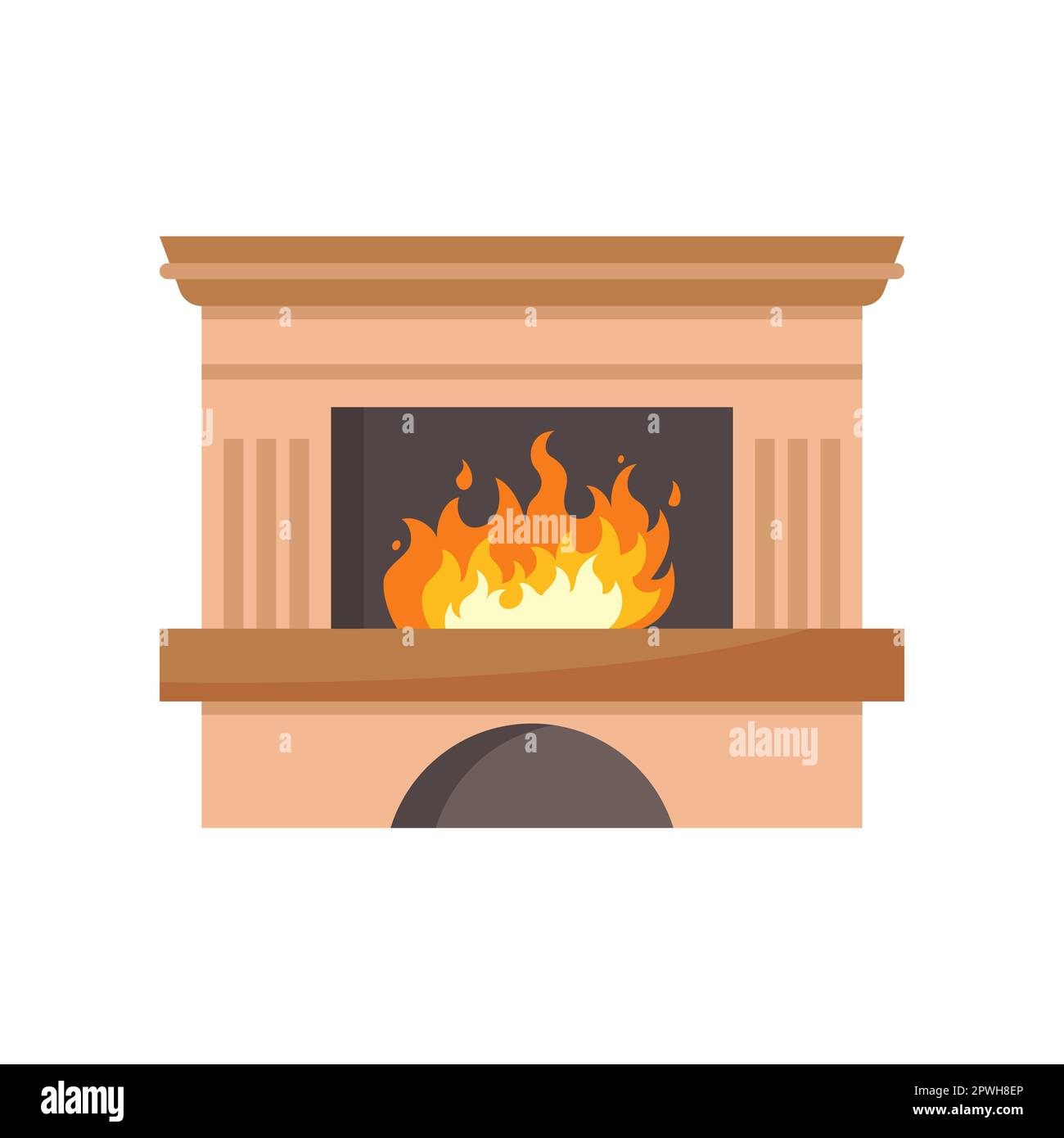 Light-colored fireplace cartoon illustration Stock Vector Image & Art ...