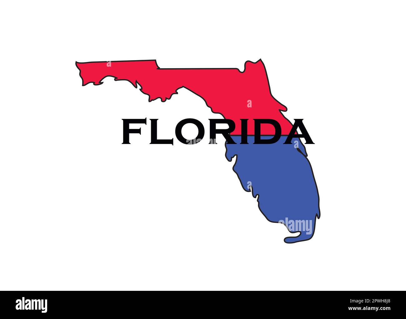 Politically split state of Florida with half red and blue Stock Photo ...
