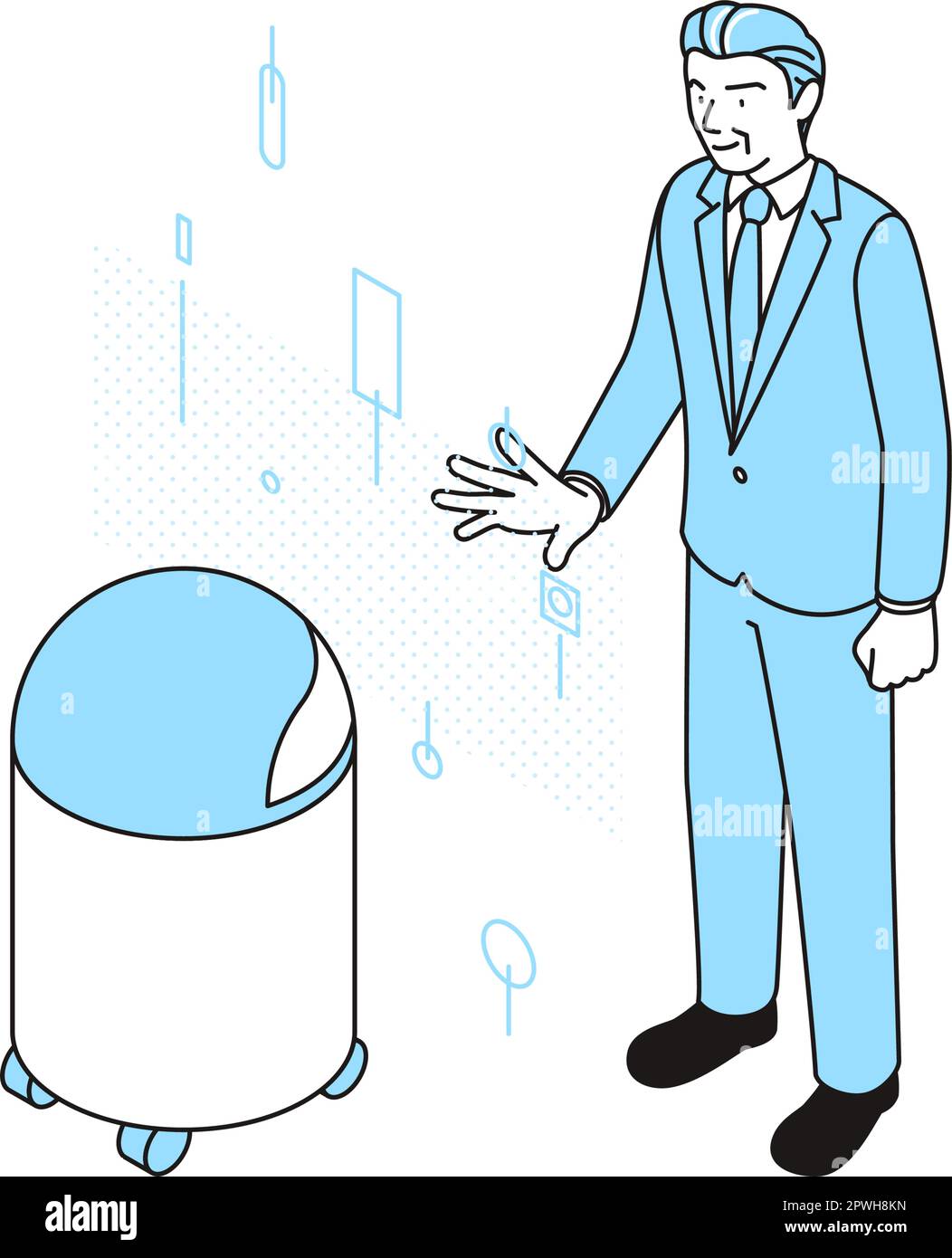 Image of DX, senior men operating AI robots, executives, presidents ...