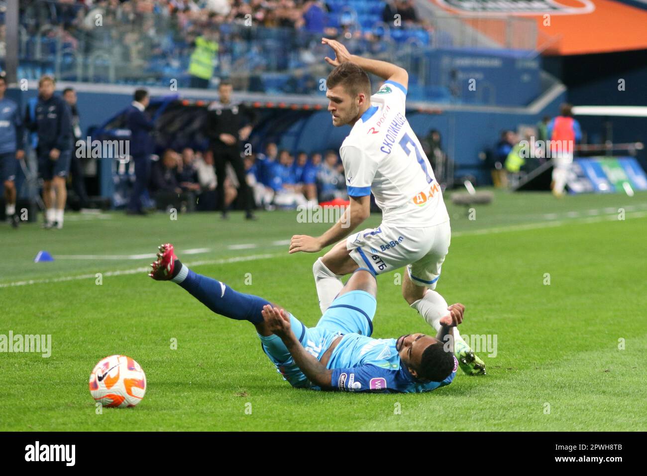 Saint Petersburg, Russia, 22 April 2023: Football. Russian Premier League 2022/2023. Zenit FC ...
