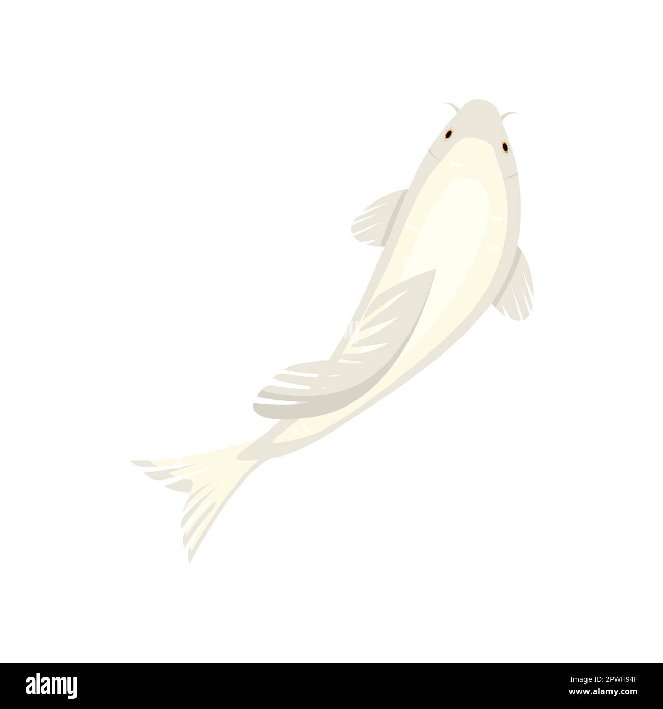 White koi fish swimming in pond cartoon illustration Stock Vector Image ...