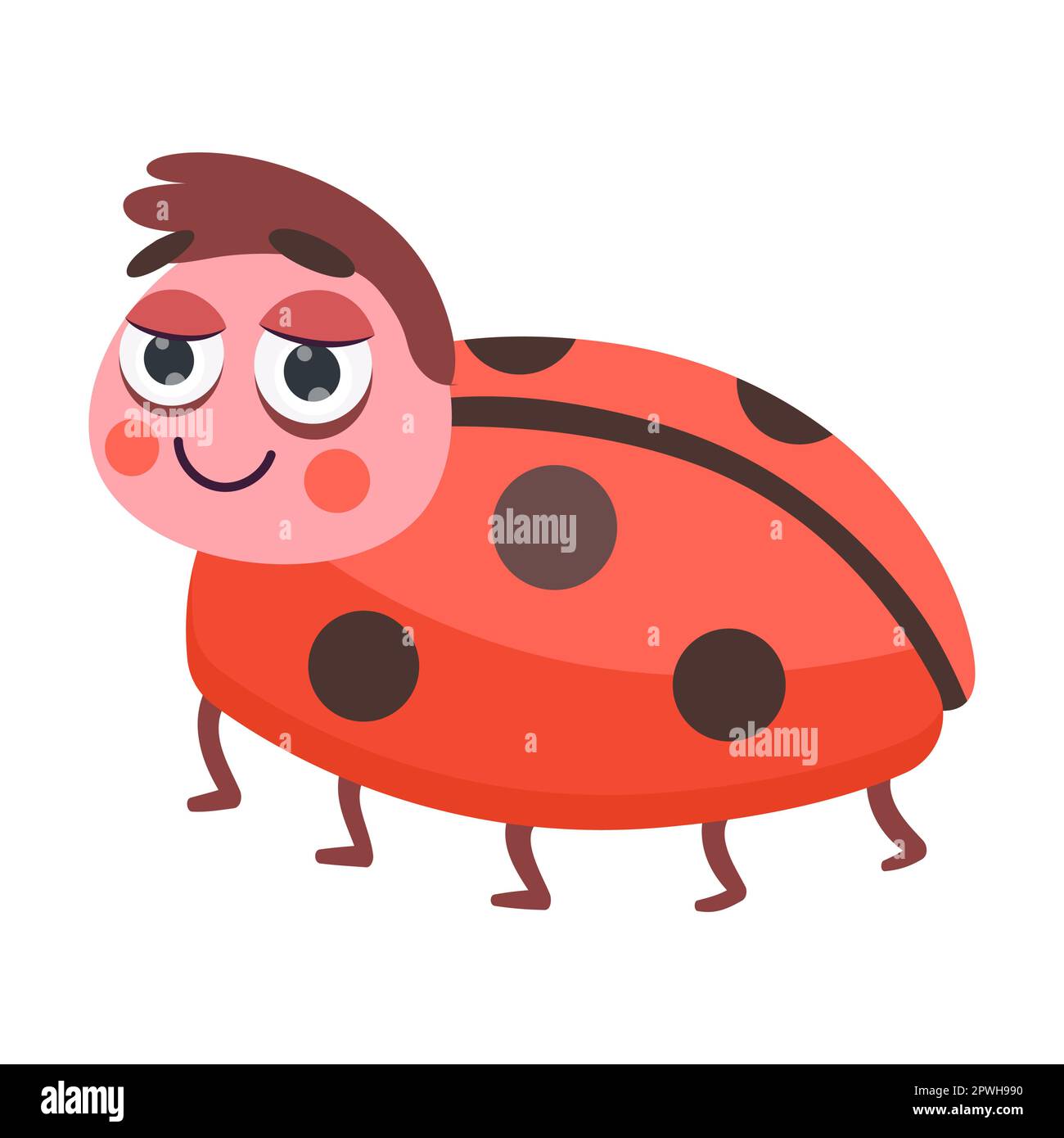 Proud ladybug. Cute cartoon insect. Vector illustration of forest or ...