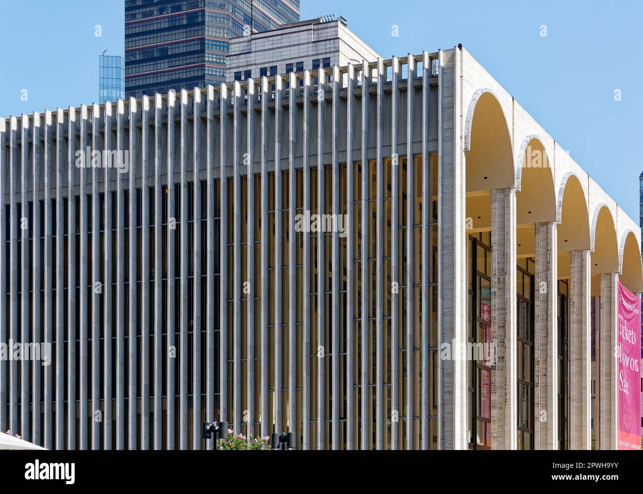 Three sides of Lincoln Center’s Metropolitan Opera House are clad in ...