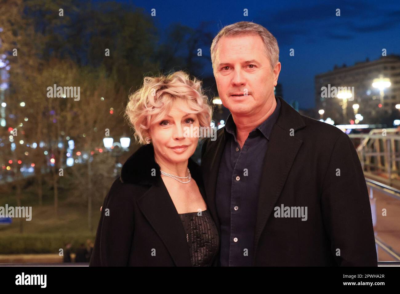 21.04.2023. Russia. Moscow. Actress Alyona Babenko and husband Eduard Suboch on the red carpet ...