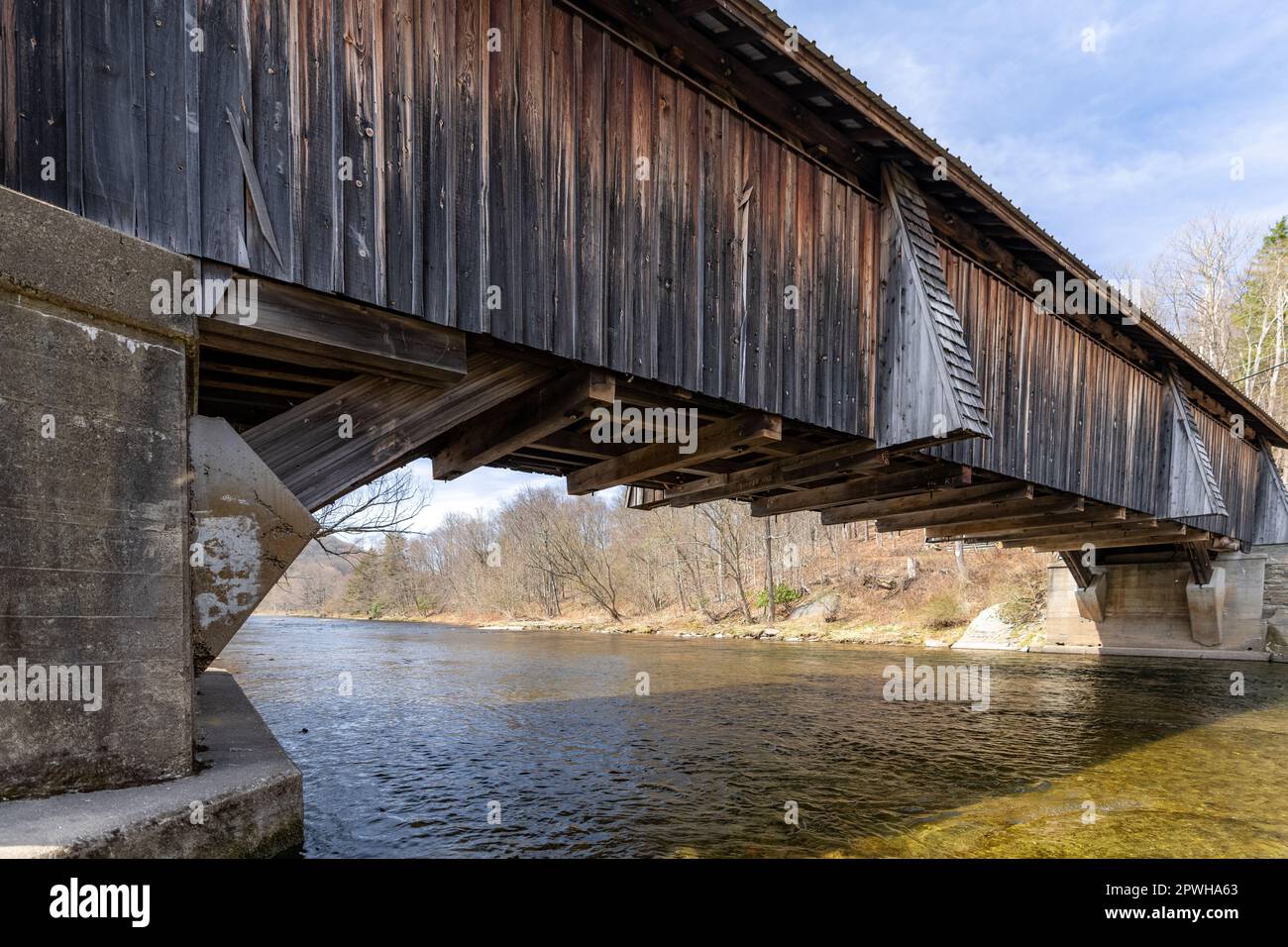Historic Livingston Manor Van Tran Flat wooden covered bridge in the ...