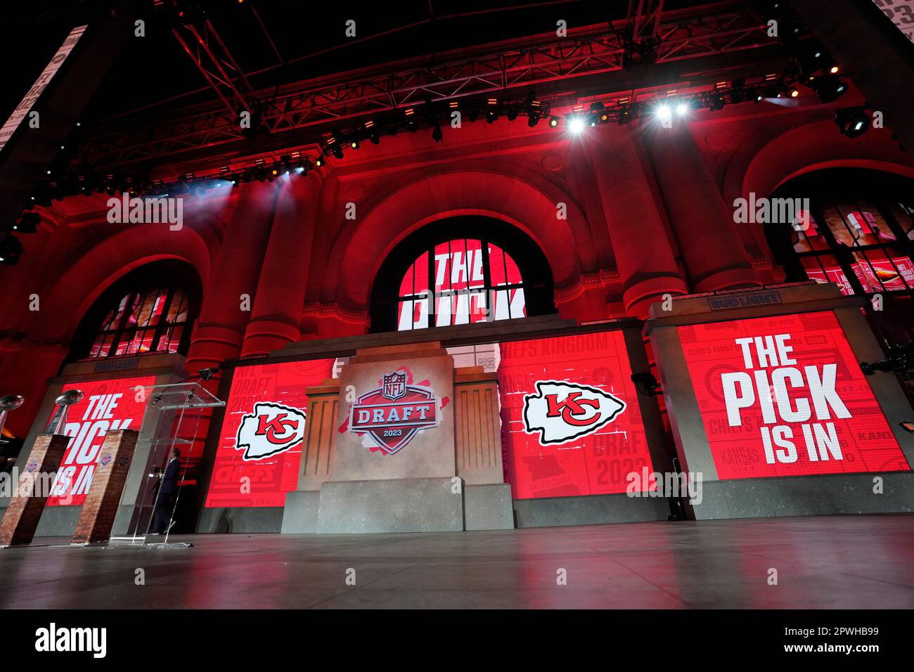 The onstage video screens display "The Pick Is In" for the Kansas City ...