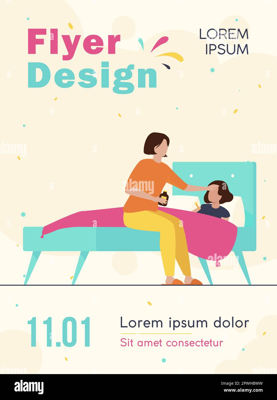 Mom taking care about sick child Stock Vector Image & Art - Alamy