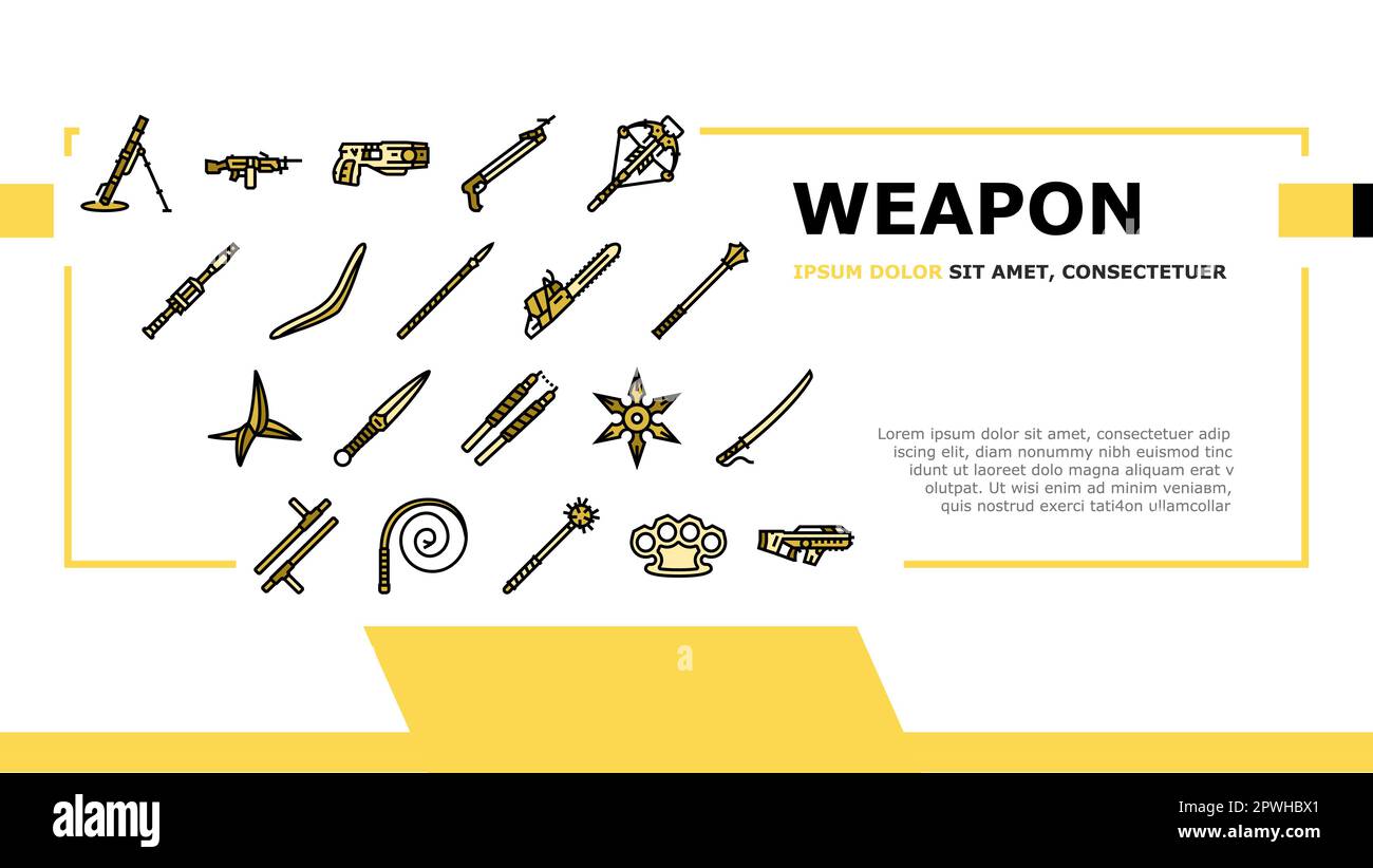 weapon gun game knife war landing web page vector. military rifle ...