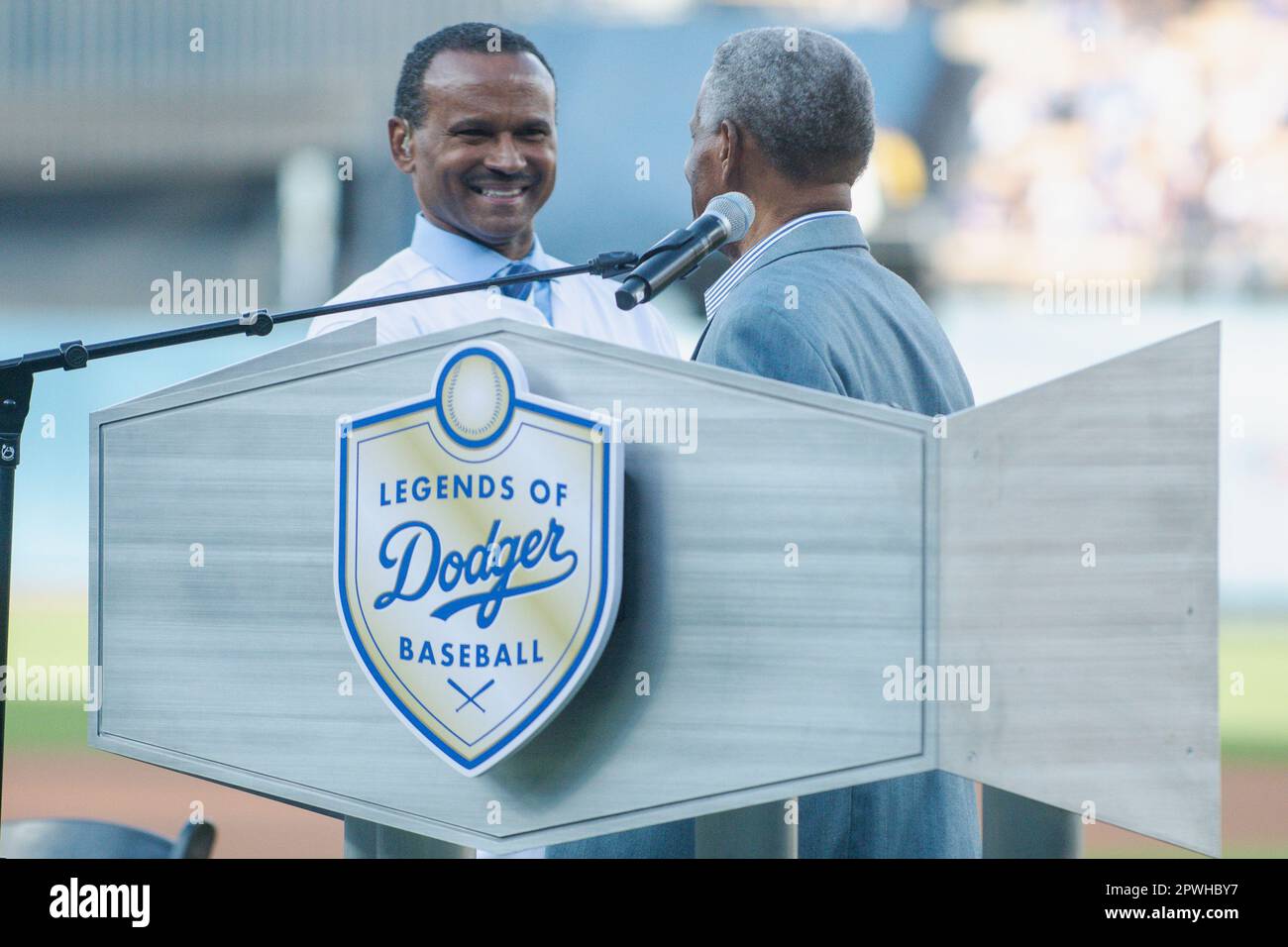 Los Angeles Dodgers legend Manny Mota and son José Mota during Manny ...