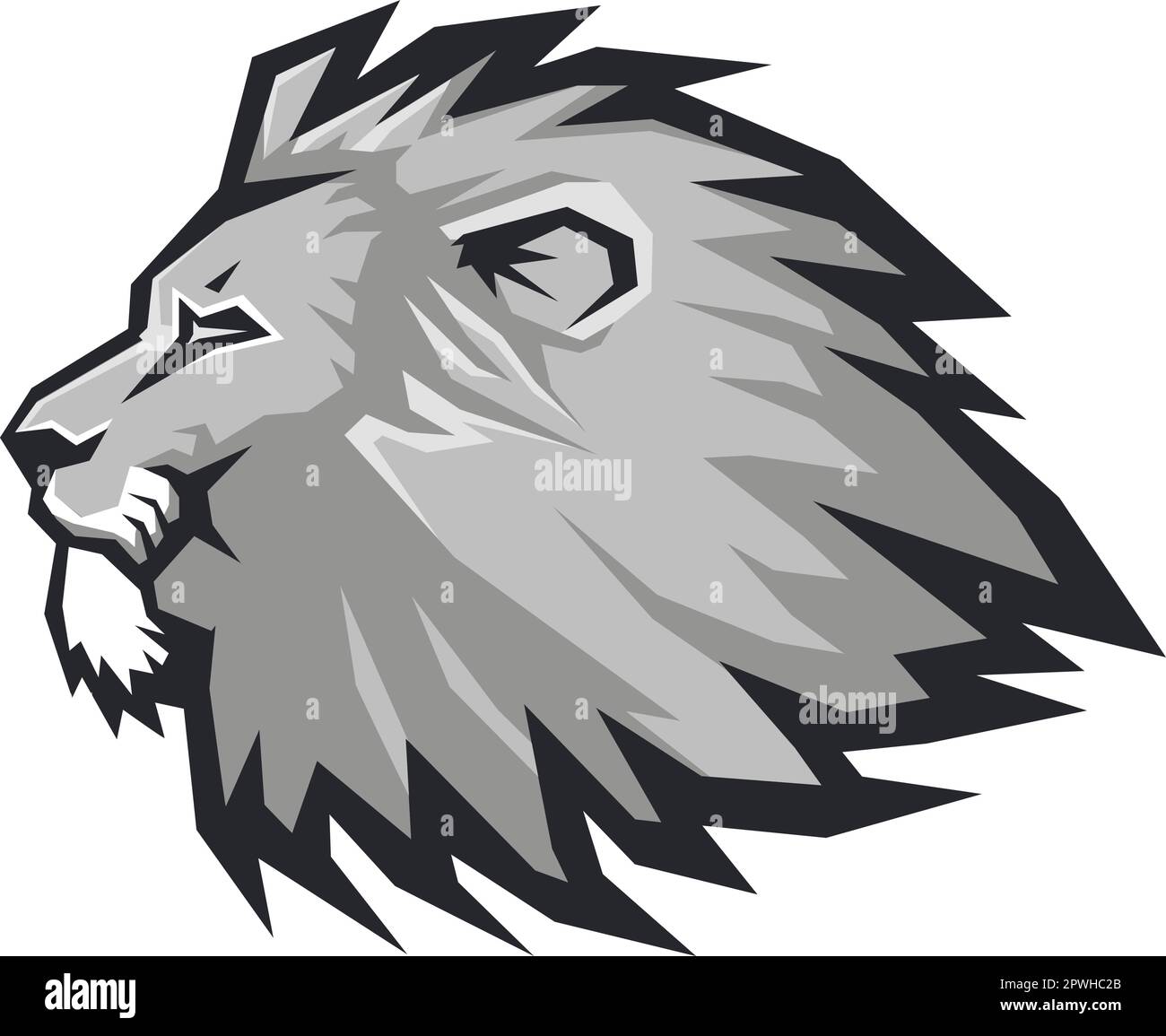 Lion Head Vector Illustration. Colour and BW Stock Vector Image & Art ...