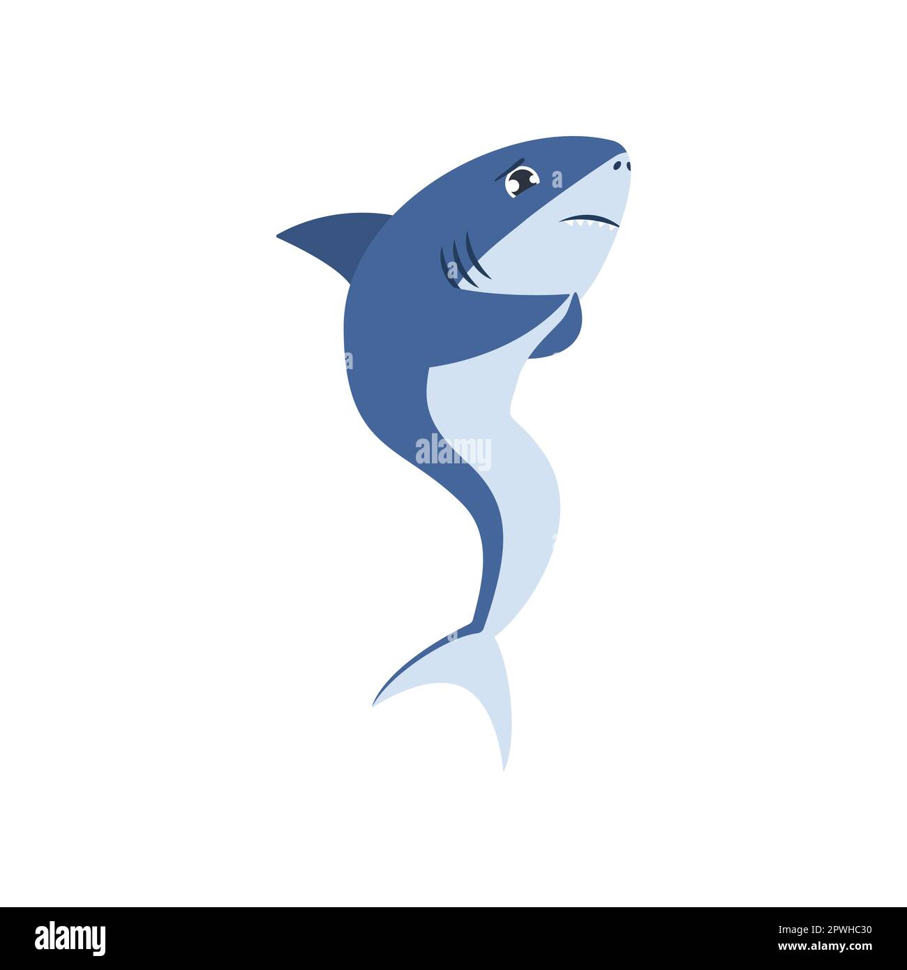 Cute shark being sad or scared cartoon illustration Stock Vector Image ...