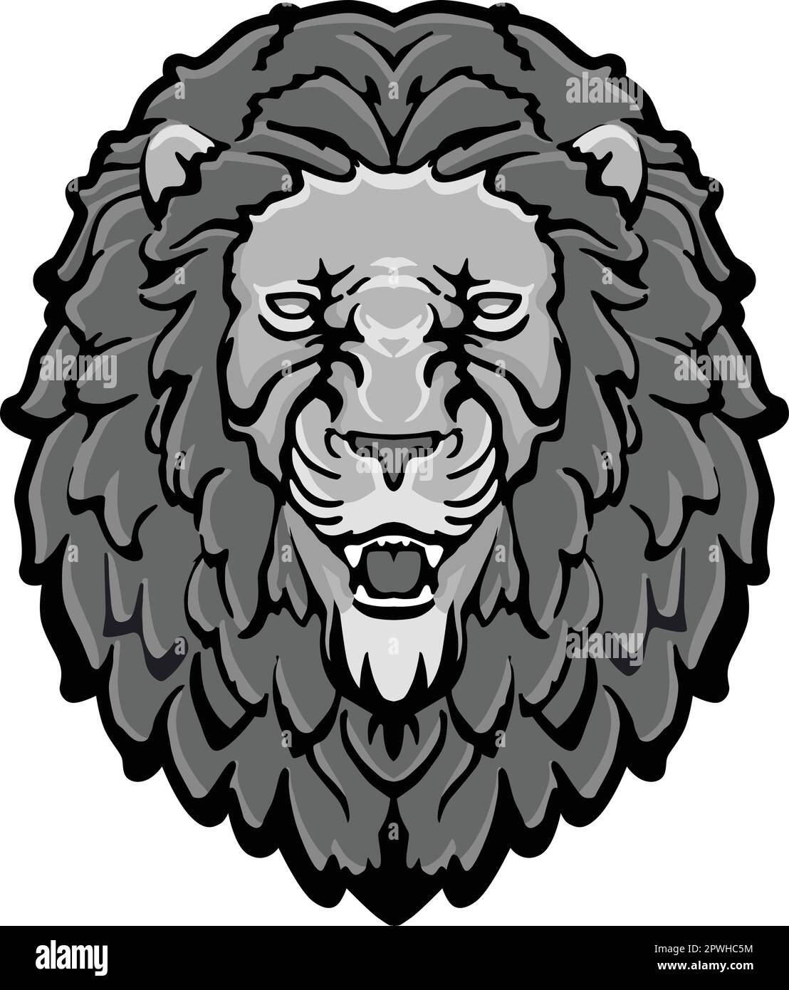 Lion Head Vector Illustration. Colour and BW Stock Vector Image & Art ...