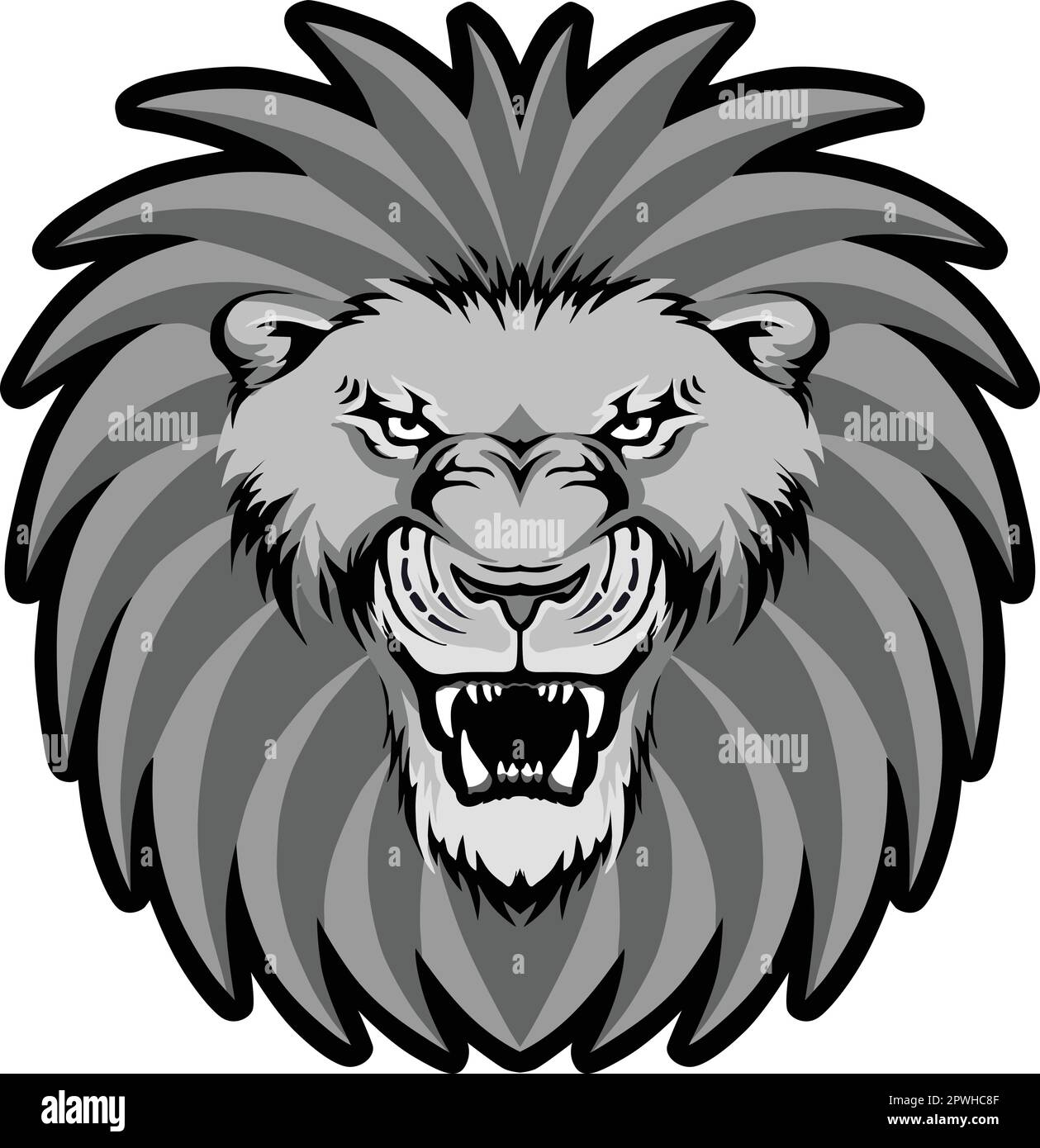 Lion Head Vector Illustration. Colour and BW Stock Vector Image & Art ...