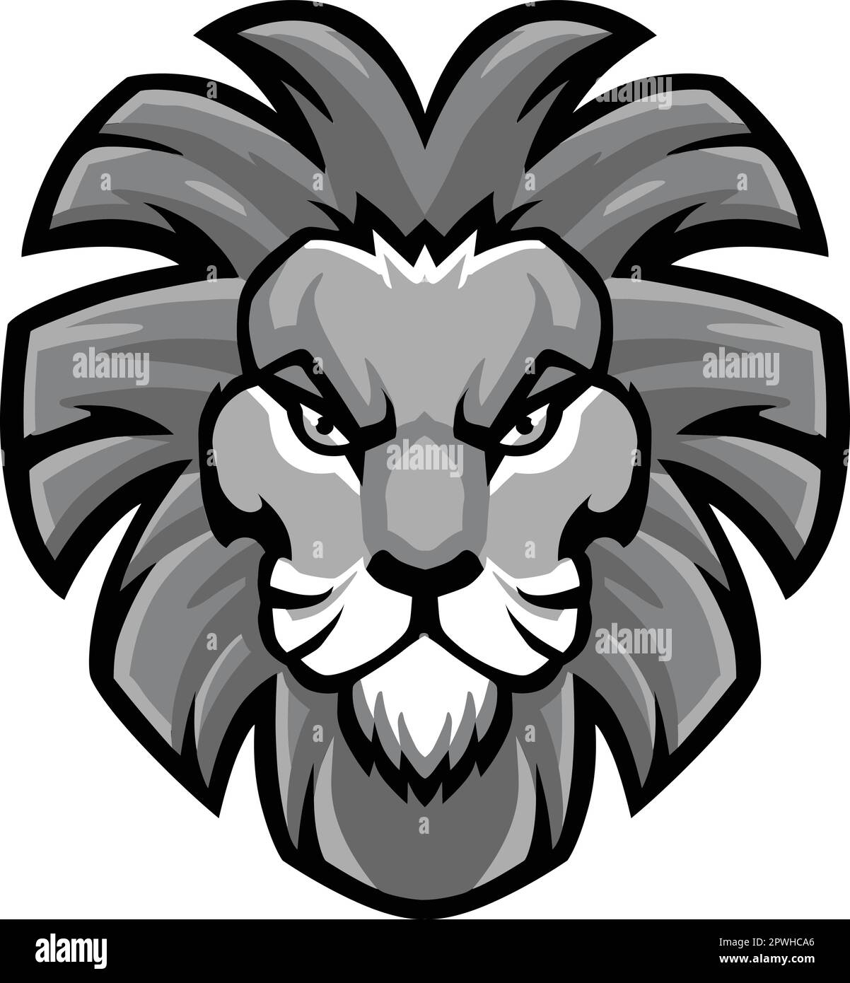 Lion Head Vector Illustration. Colour and BW Stock Vector Image & Art ...