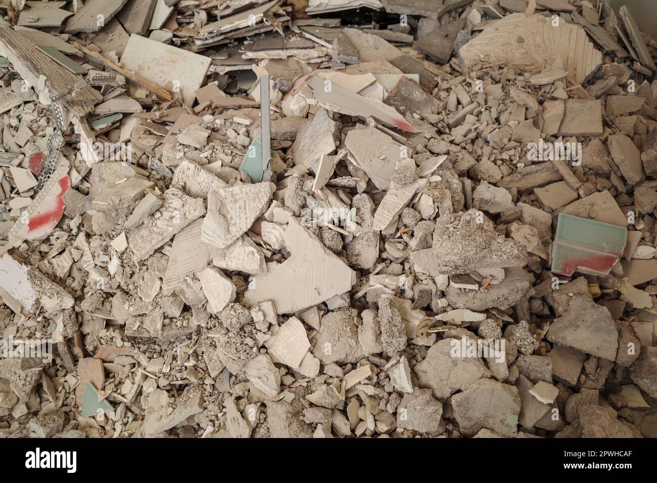 Selective focus at heap of construction material after demolition Stock ...