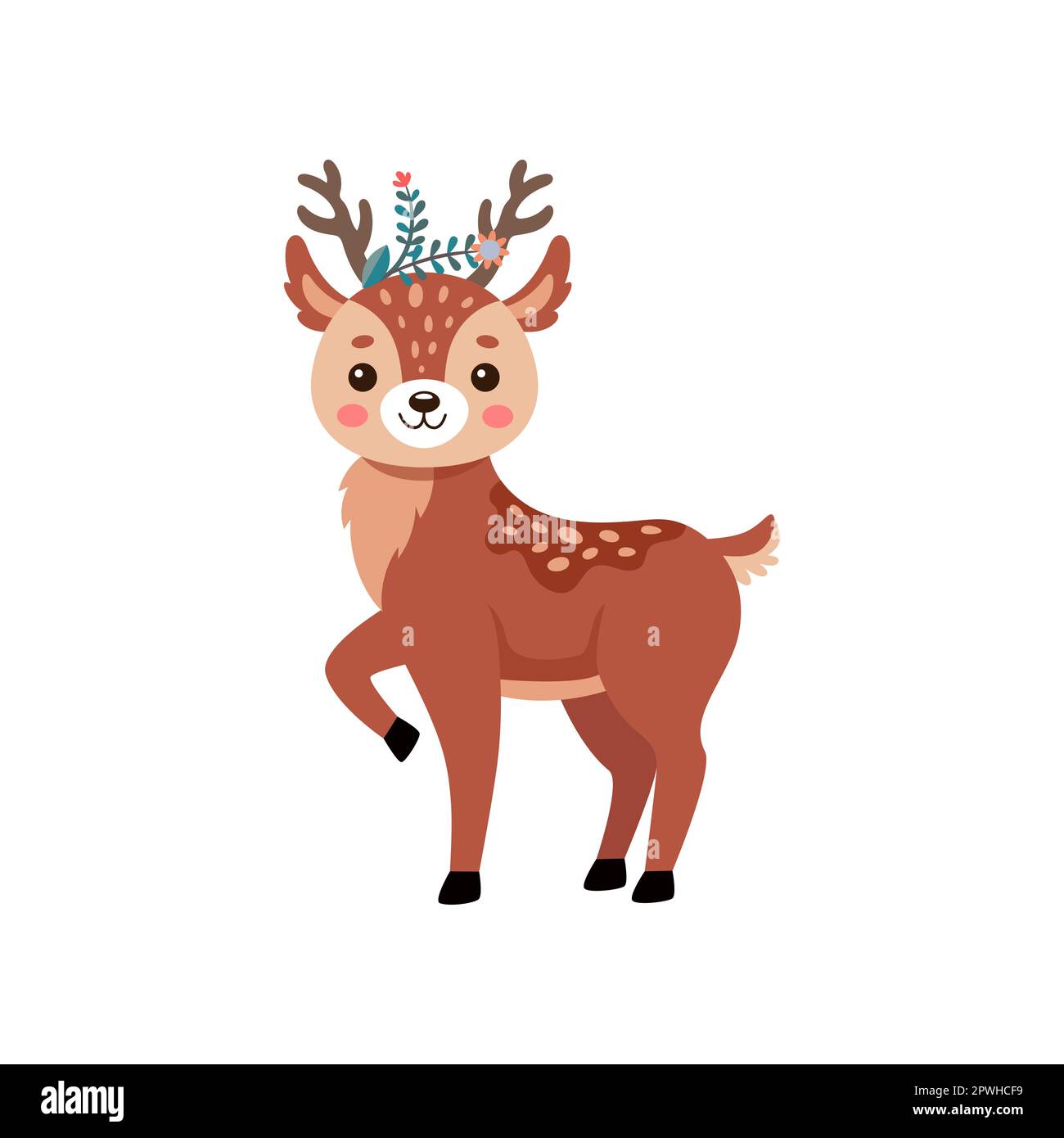Comic happy deer standing vector illustration Stock Vector Image & Art ...